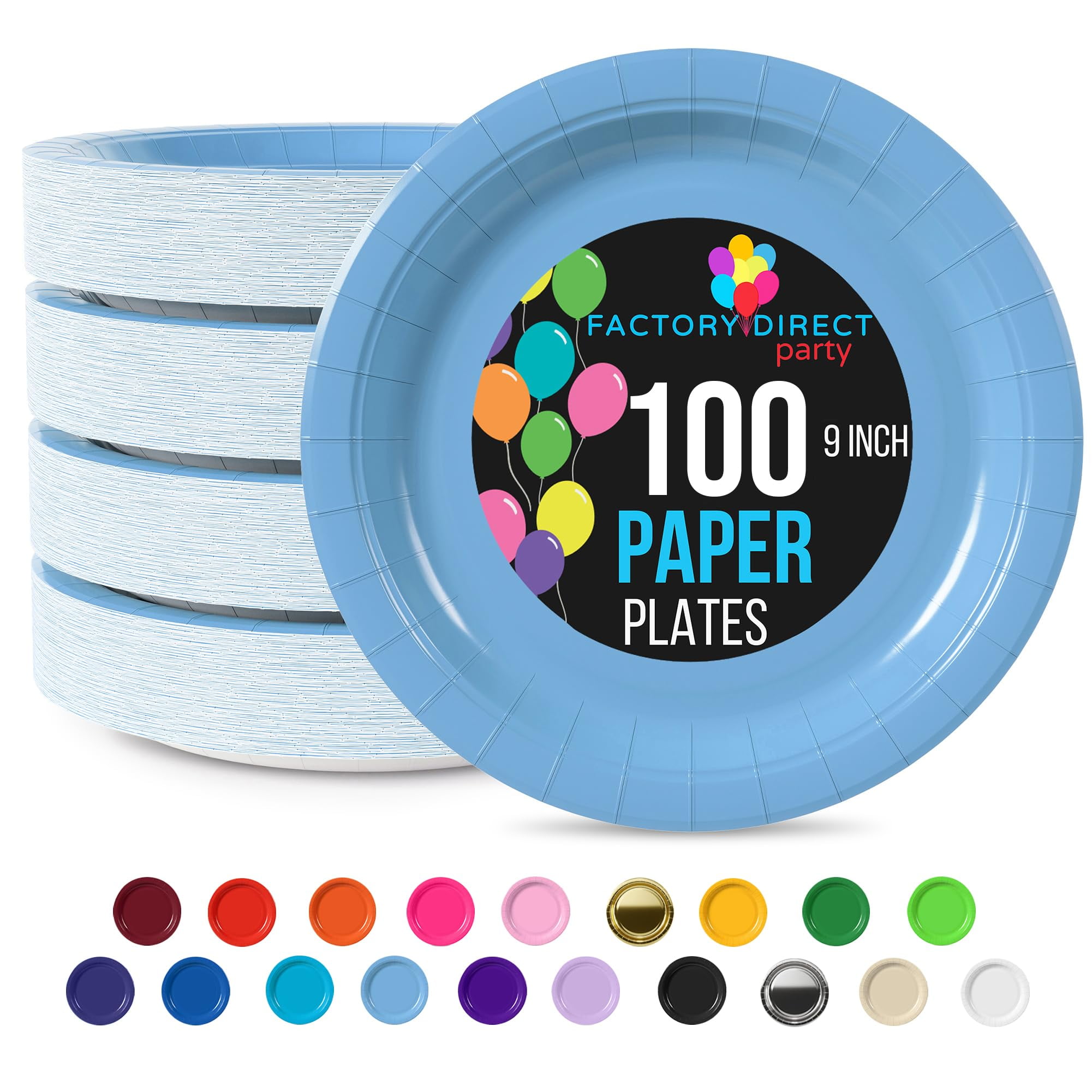 Exquisite Party Solids Light AIF9 Blue Paper Plates Disposable Heavy ...