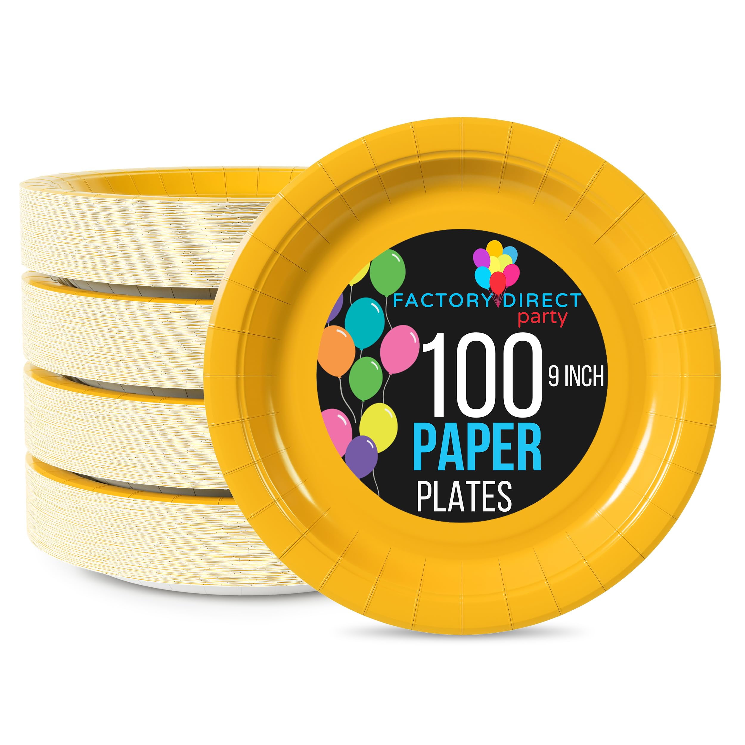 Exquisite Party Solids Yellow AIF9 Paper Plates Disposable Heavy Duty 9 ...