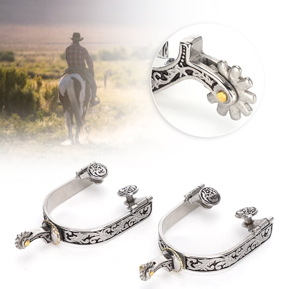 Exquisite Pattern Horse Boot Spurs, Stainless Steel, Durable For ...
