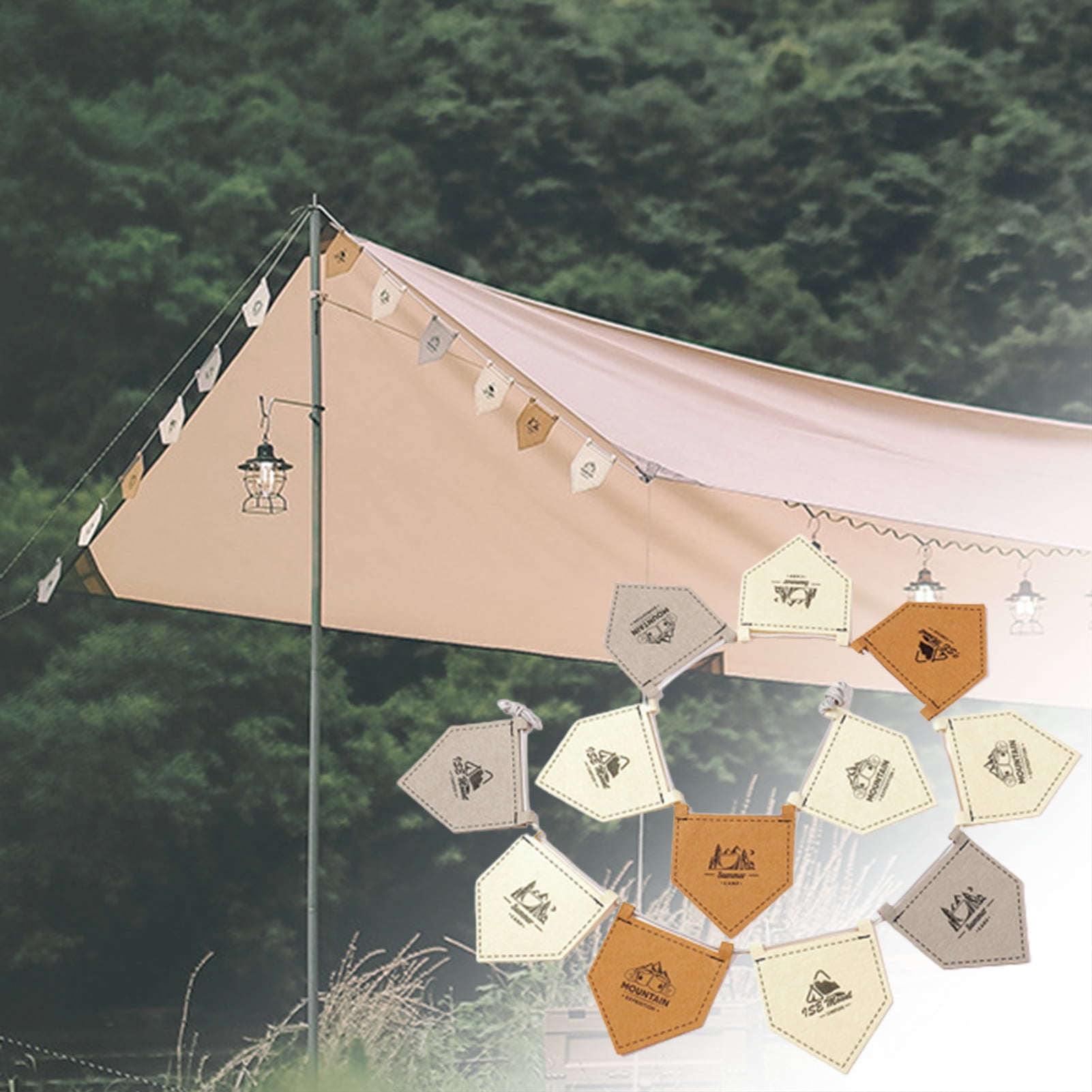 Exquisite Pattern Pentagonal Camping Flags - 1 Set - Fine Texture ...