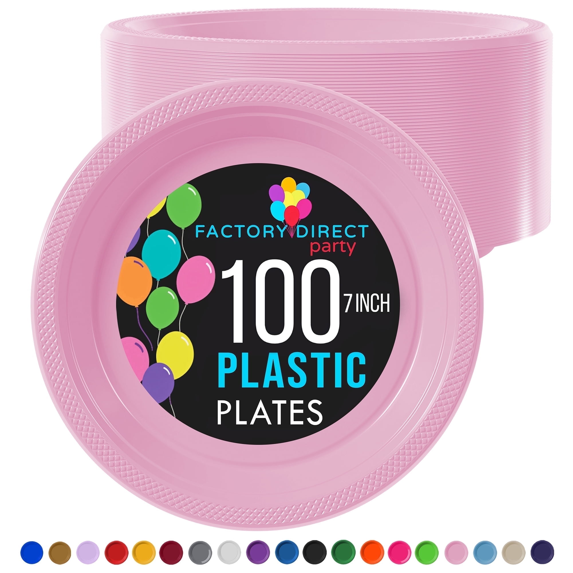Exquisite Pink Disposable Party Plates, 7 Inch, Heavy Duty 350 GSM ...