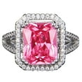 Exquisite Pink Diamond Geometric Ring Set Square Edge Classic Ring Fun Rings Ladies Jewelry Gift ...