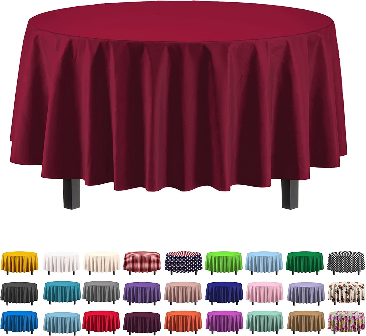 Exquisite Premium 84" x 84" Contemporary Burgundy Solid Print Plastic ...