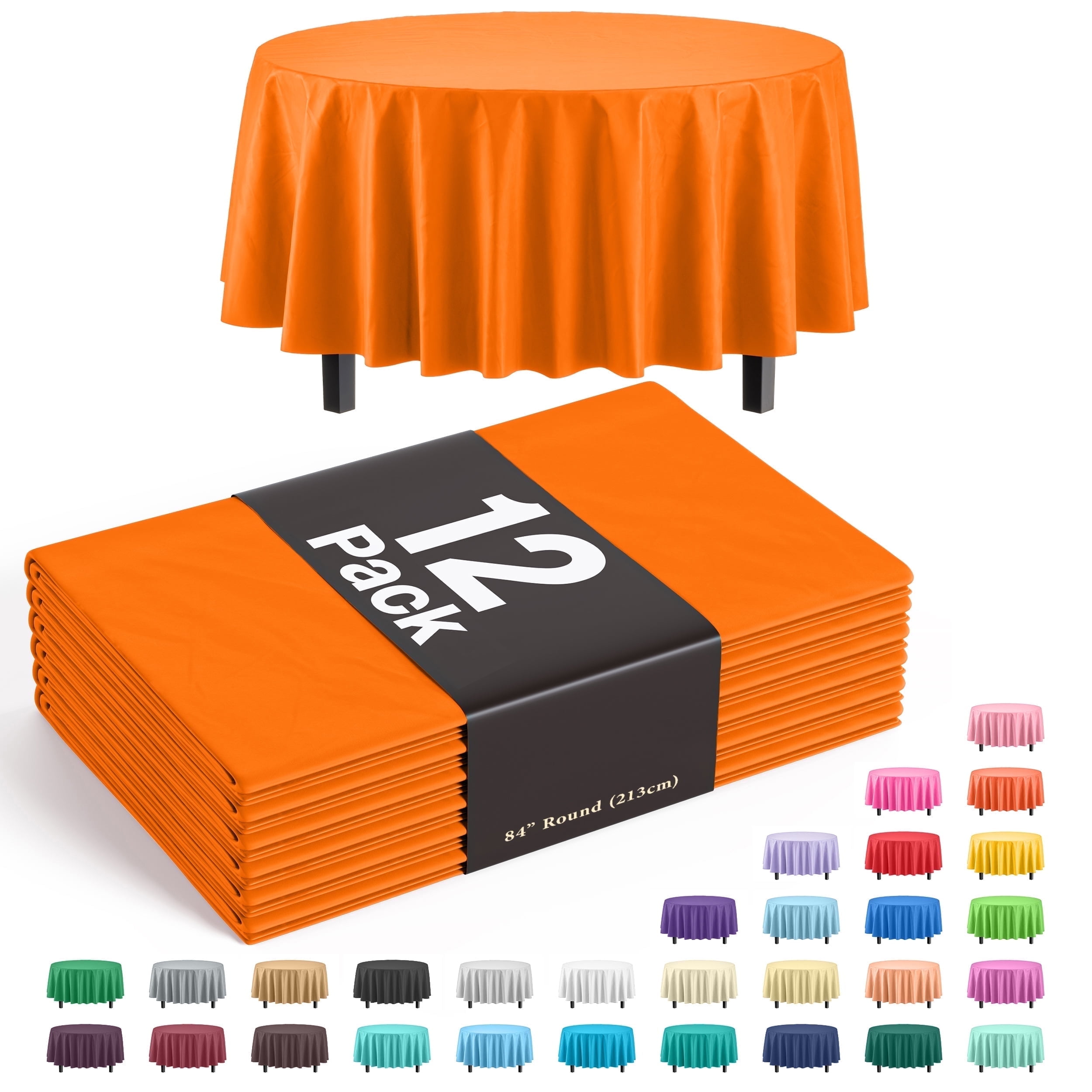 Exquisite Bulk Pack of 12 Premium Plastic Disposable 84 inch Round ...