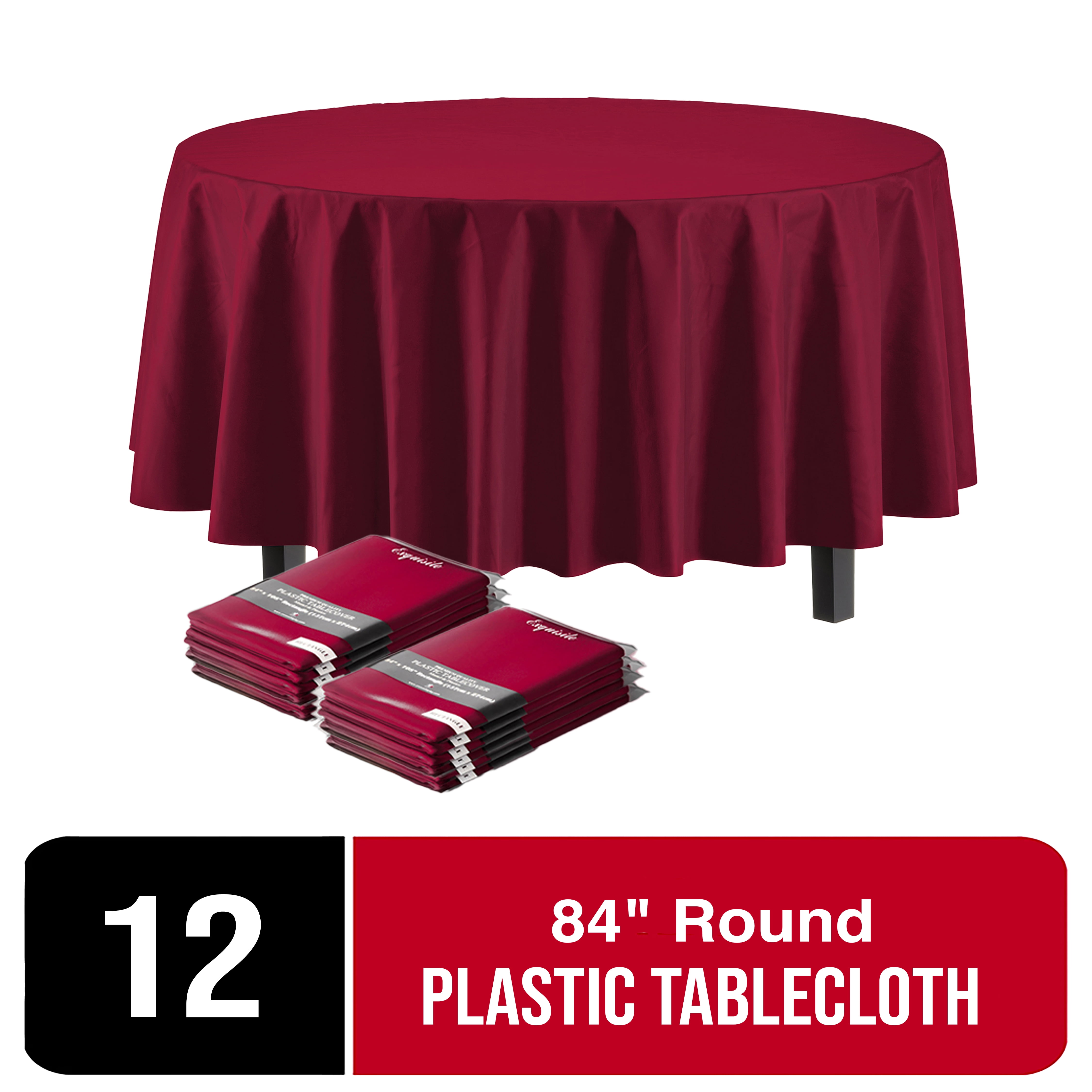 Exquisite Bulk Pack of 12 Premium Plastic Disposable 84 inch Round ...