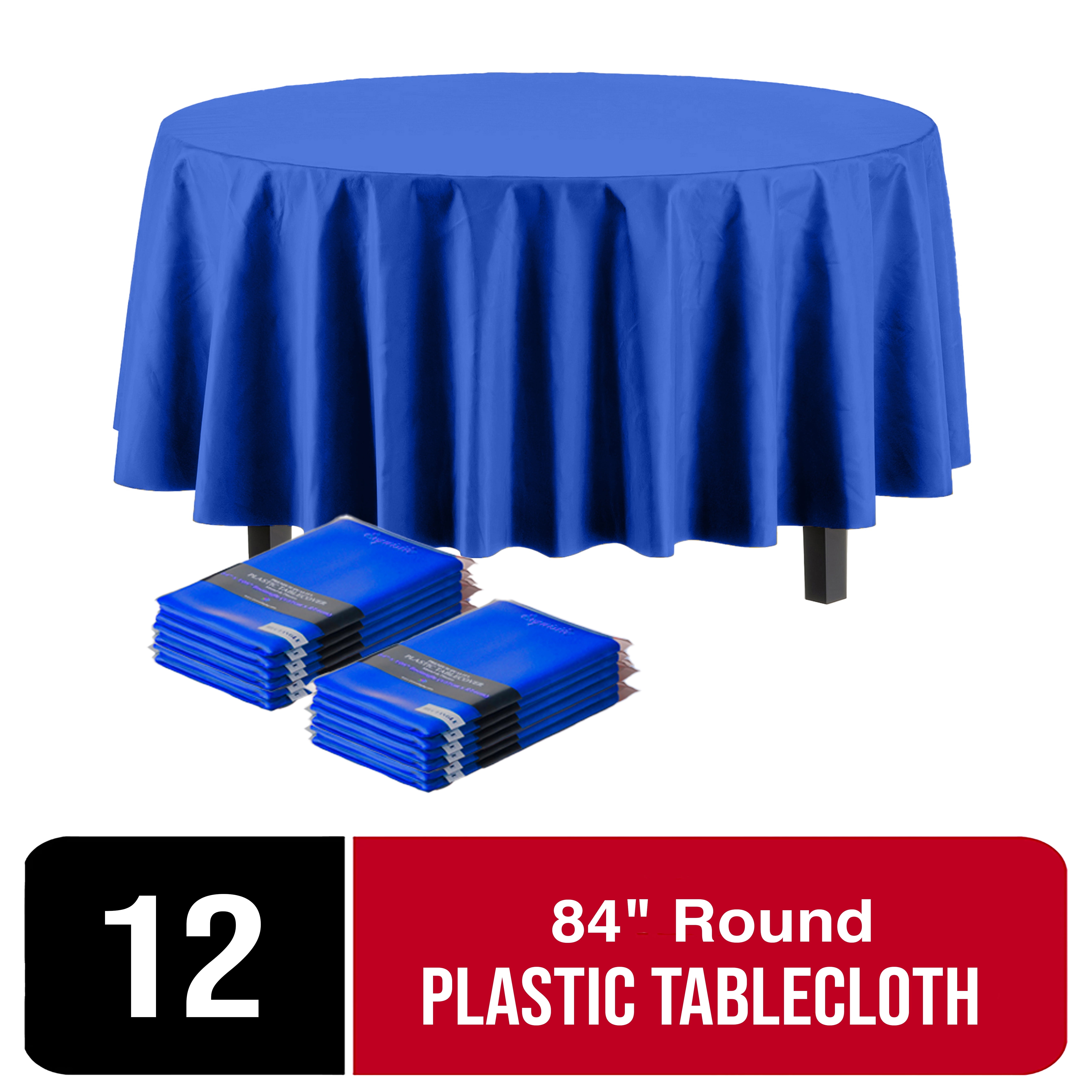 Exquisite Premium Plastic Disposable 84 inch Round Tablecloth, 12 Dark ...