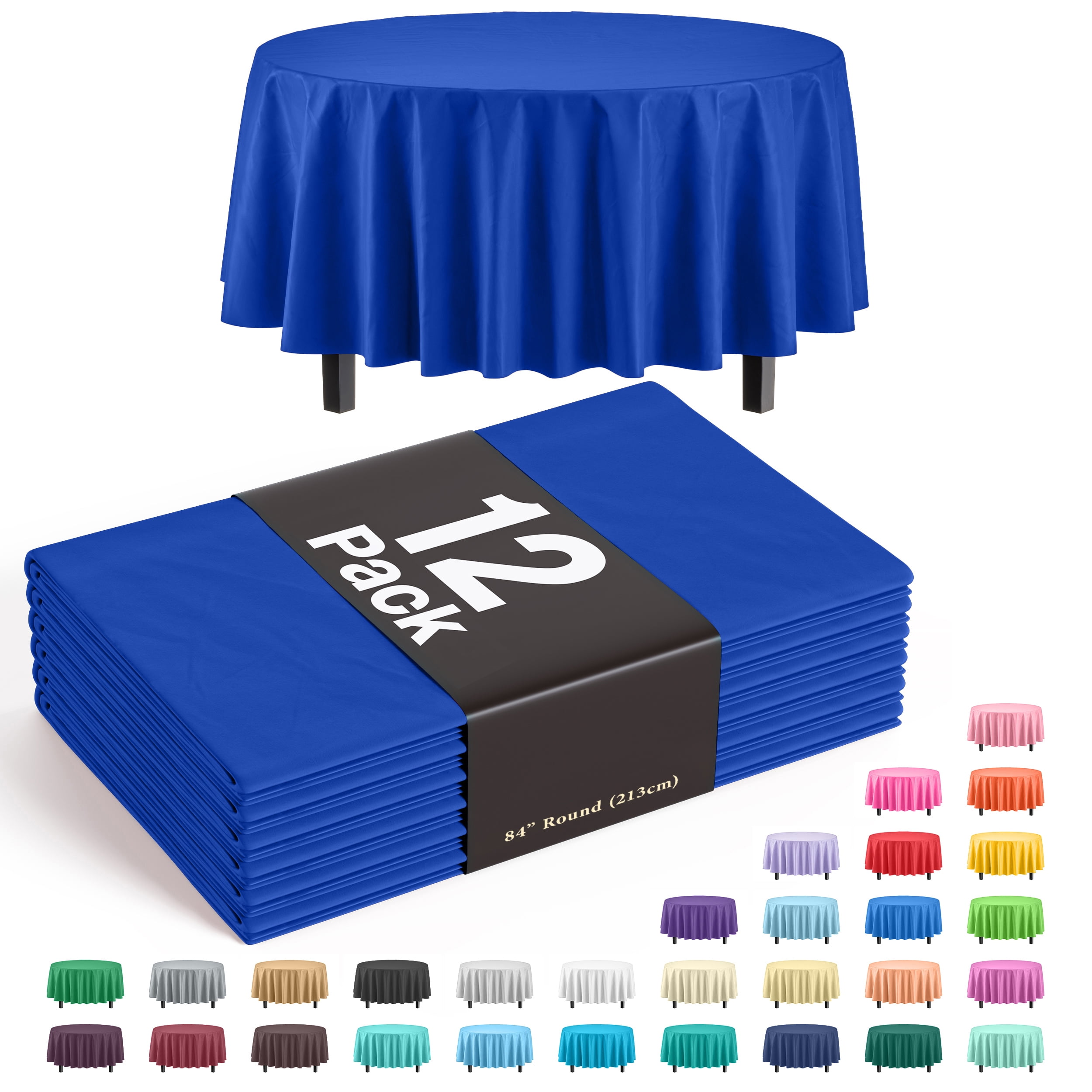 Exquisite Premium Plastic Disposable 84 inch Round Tablecloth, 12 Dark ...