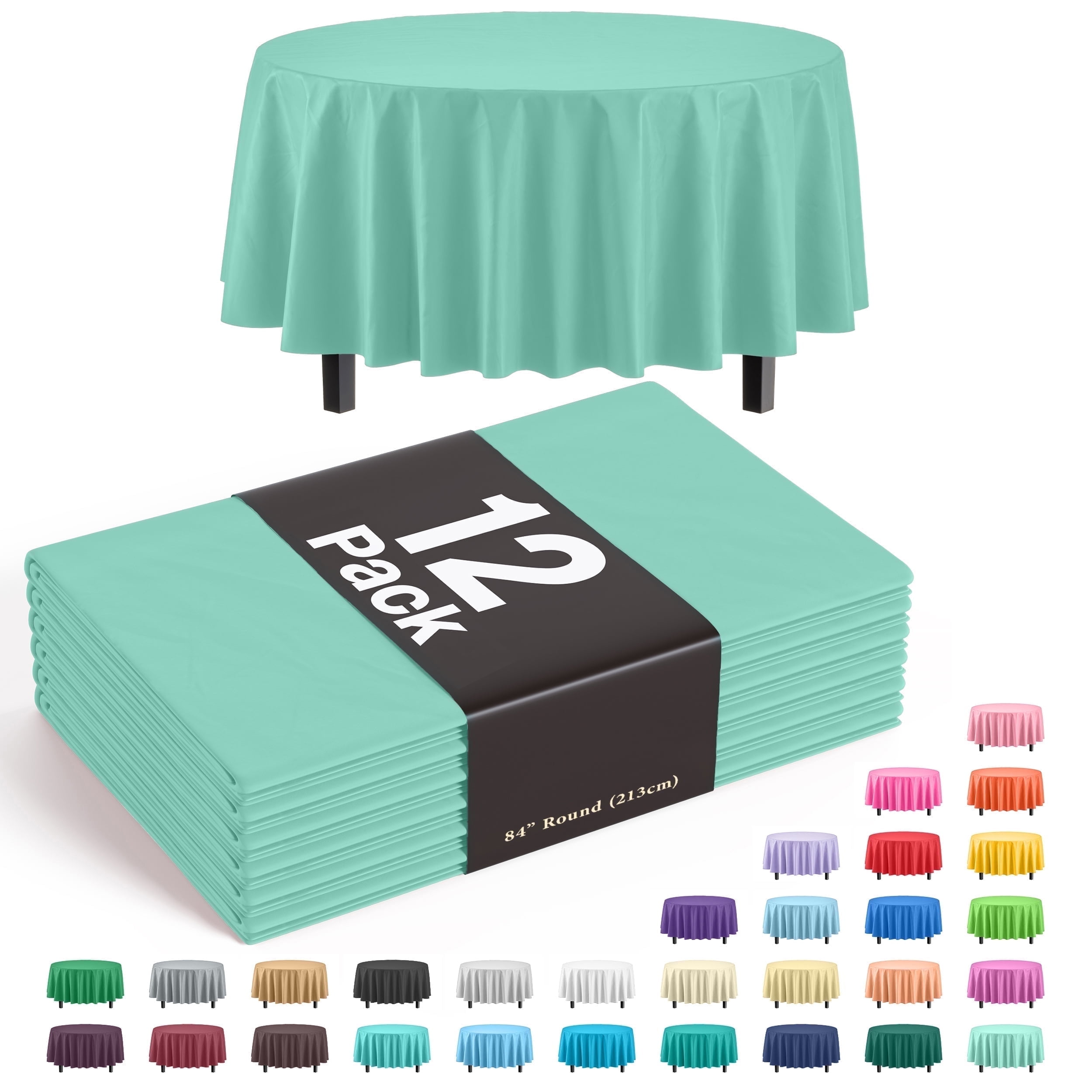 Exquisite 12-Pack Premium Plastic Disposable 84 inch Round Tablecloth ...