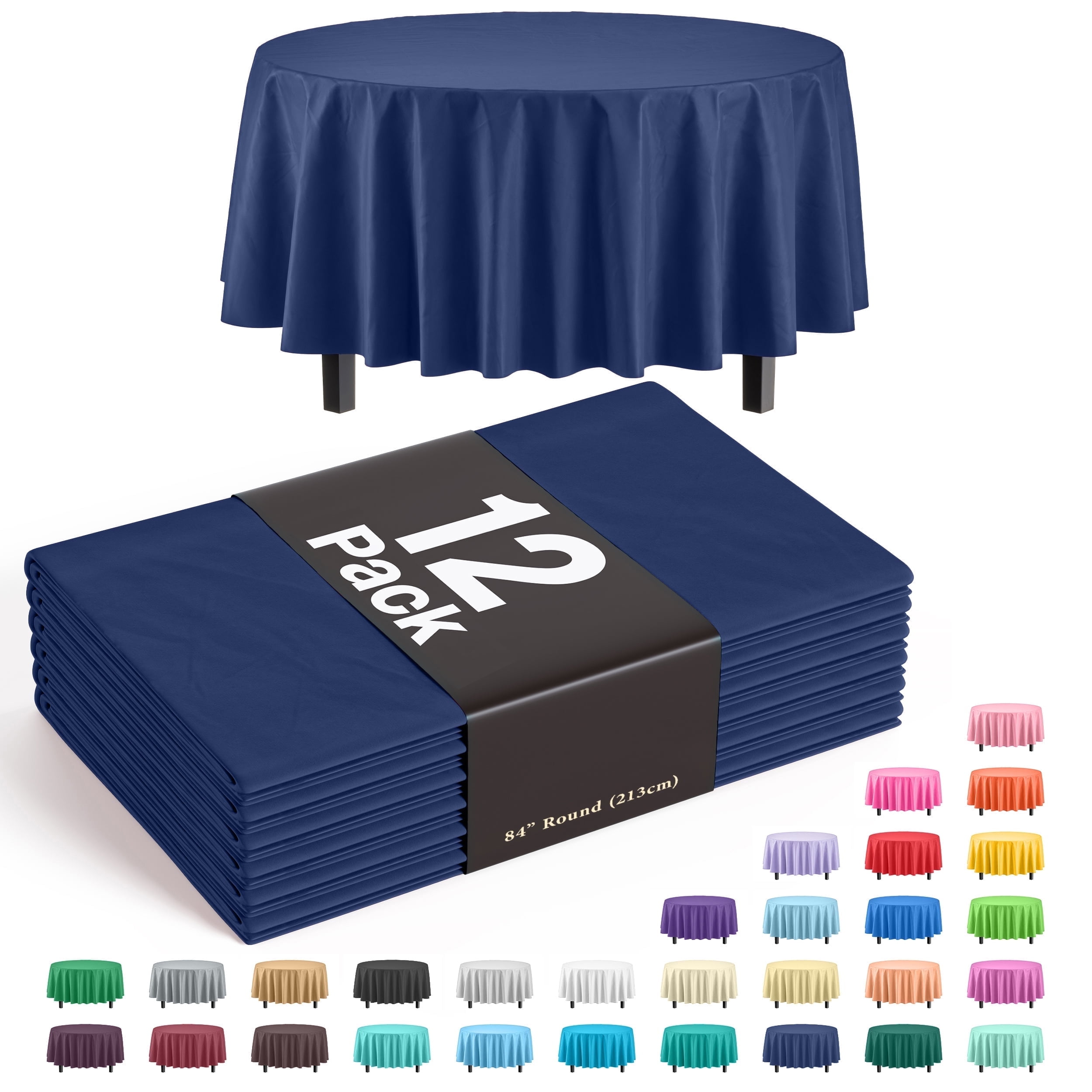 Pack of 12 Exquisite Premium Plastic Disposable 84 inch Round ...