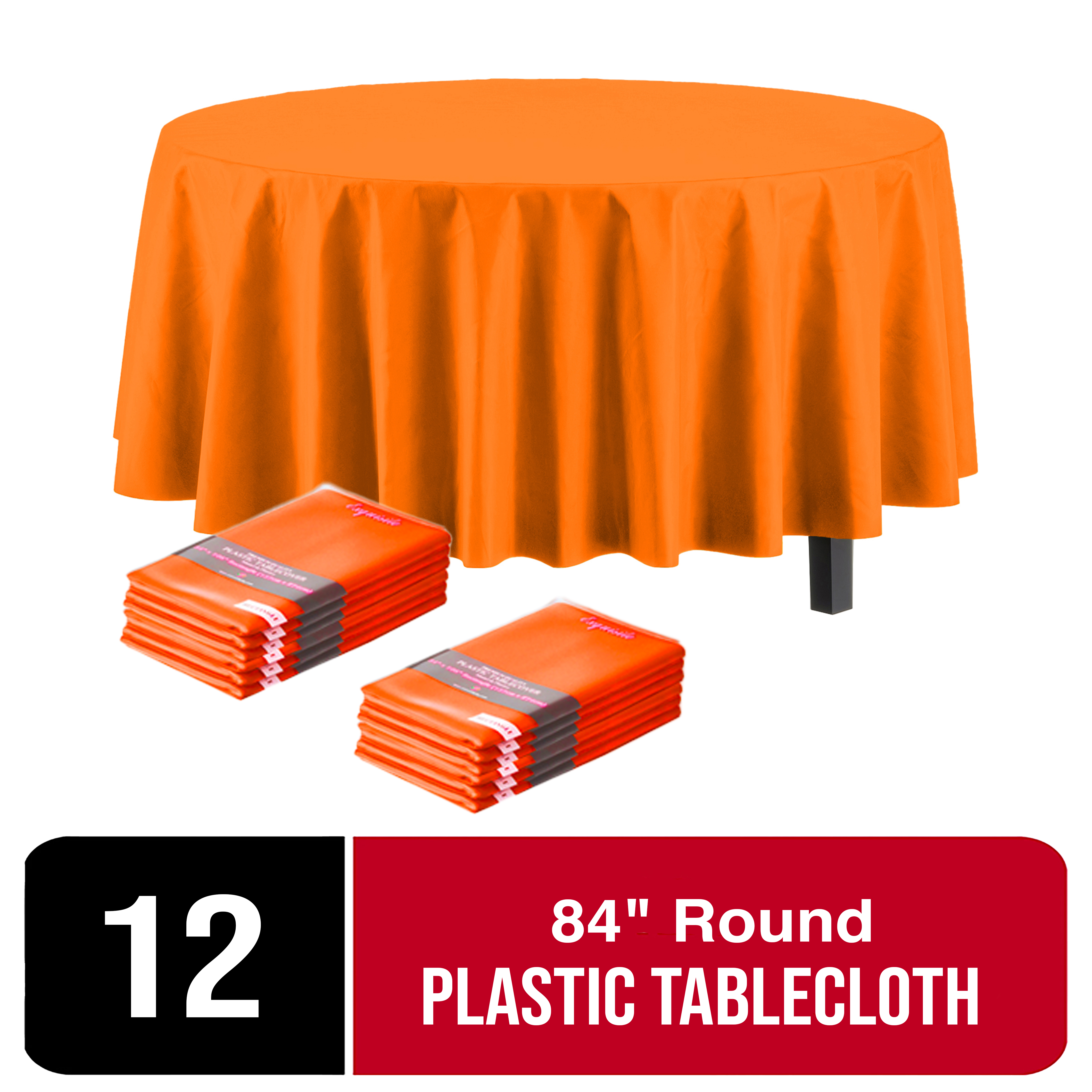 Exquisite Premium Plastic Disposable 84 inch Round Tablecloth, 12 ...