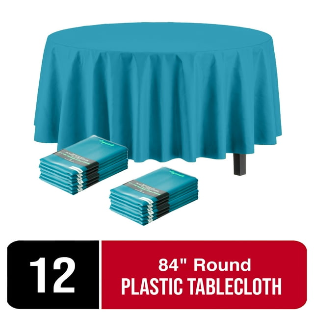 Exquisite Premium Plastic Disposable 84 inch Round Tablecloth, 12 ...