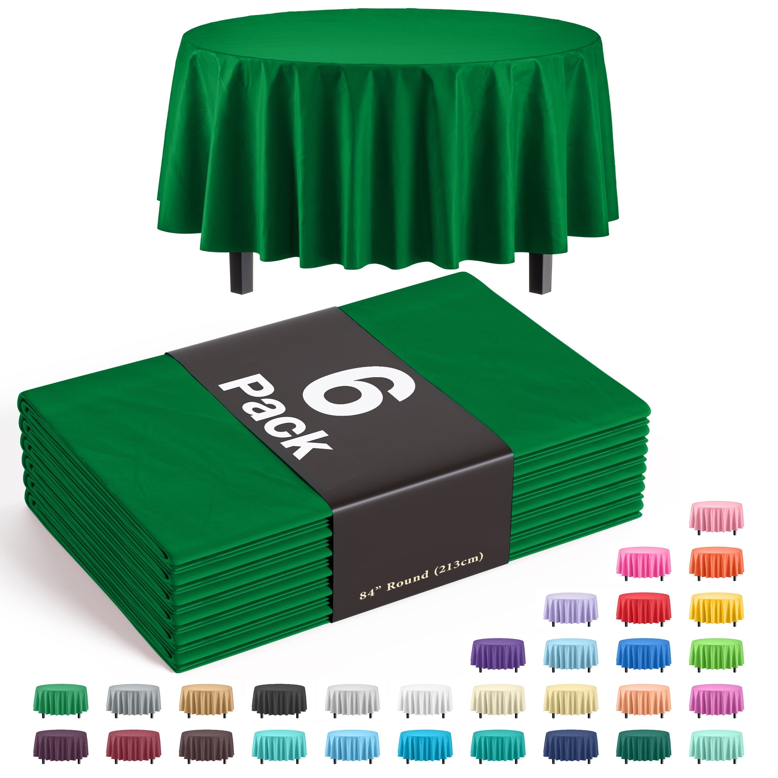 Exquisite Bulk Multipack 6 Premium Plastic Tablecloths, 84in. Round ...