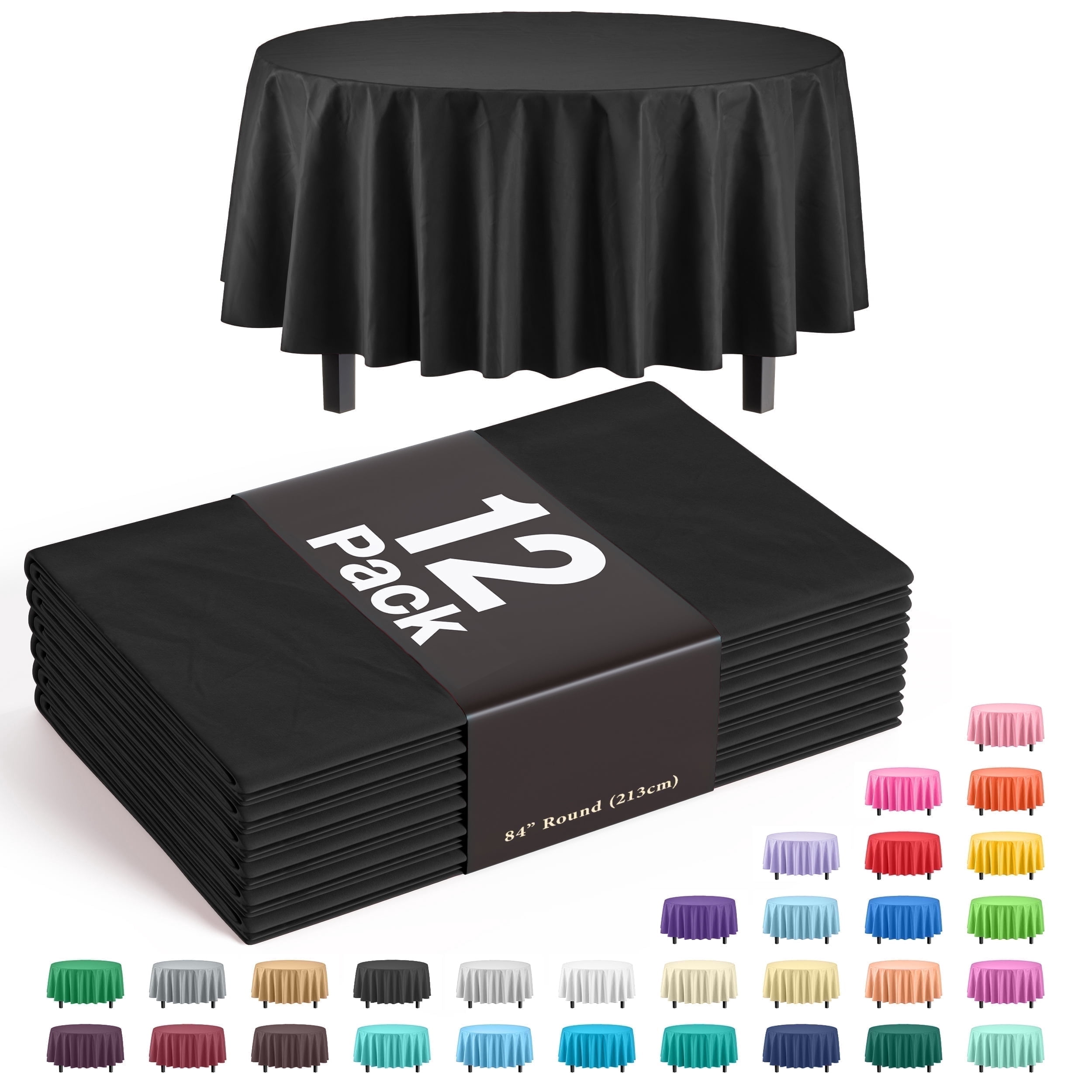 Exquisite Premium Plastic Disposable 84 inch Round Tablecloth, 12 Pack ...