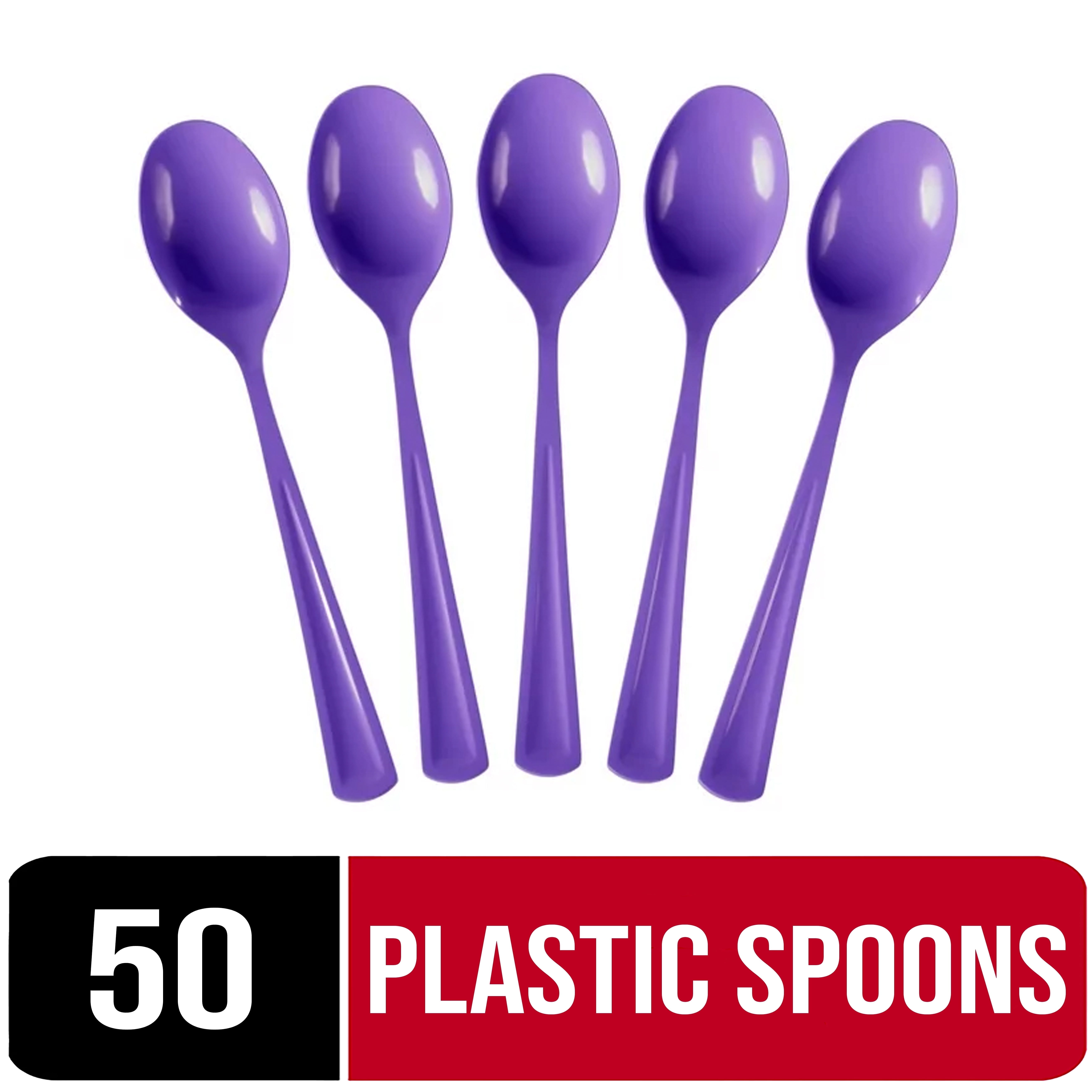 Exquisite Purple Disposable Spoons - Purple Plastic Spoons - 50 Count ...