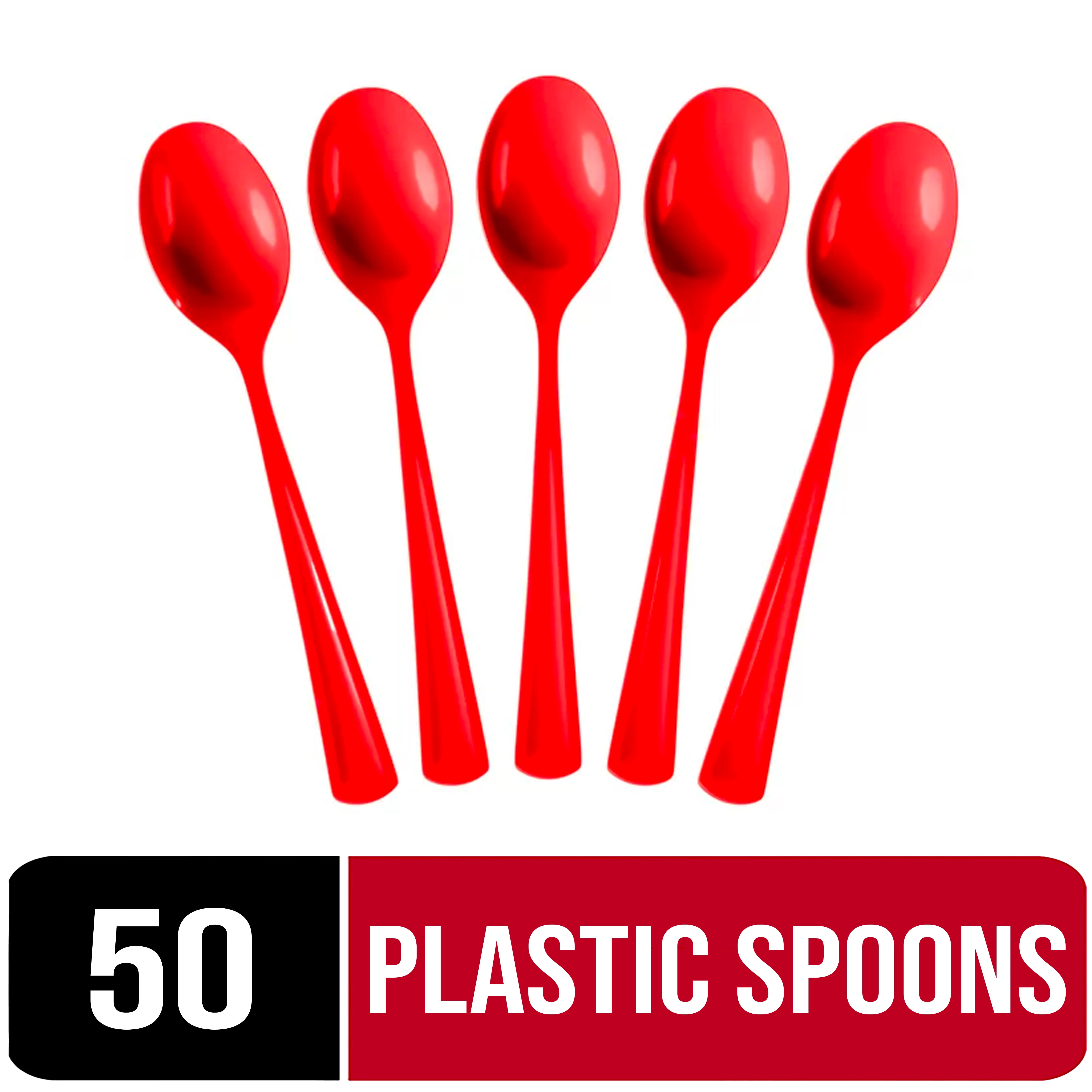 Exquisite Strong Red Plastic Spoons - Colorful Disposable Spoons in ...