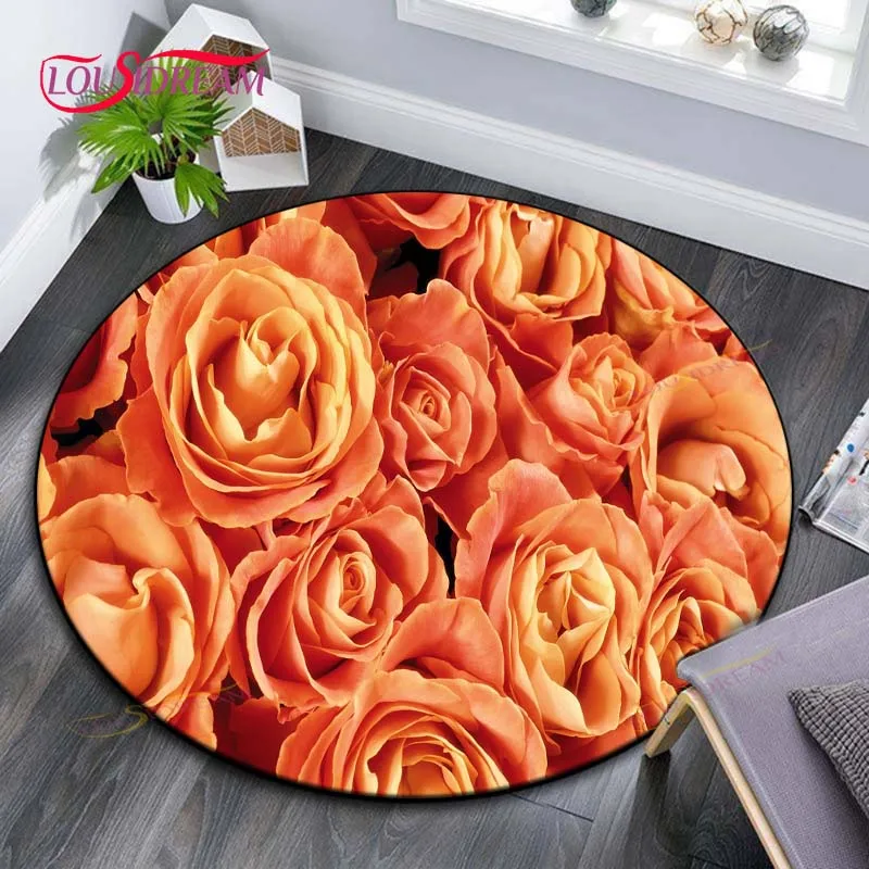Exquisite Rose Rug Home rative Round Carpet Soft Fashion Area Rugs ...