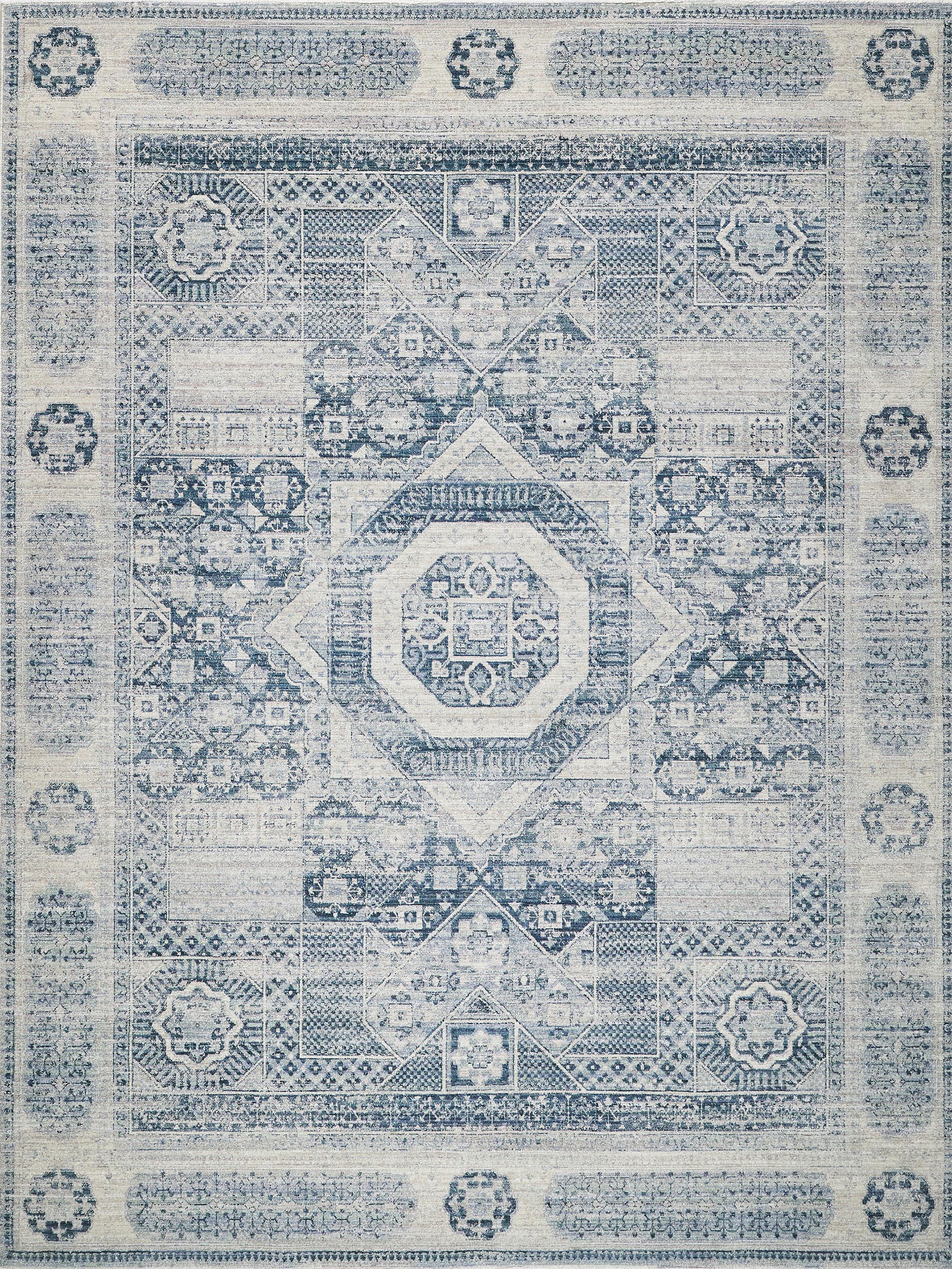 Vintage Looms Light Blue/Blue Polyester powerloom Area Rug - Walmart.com