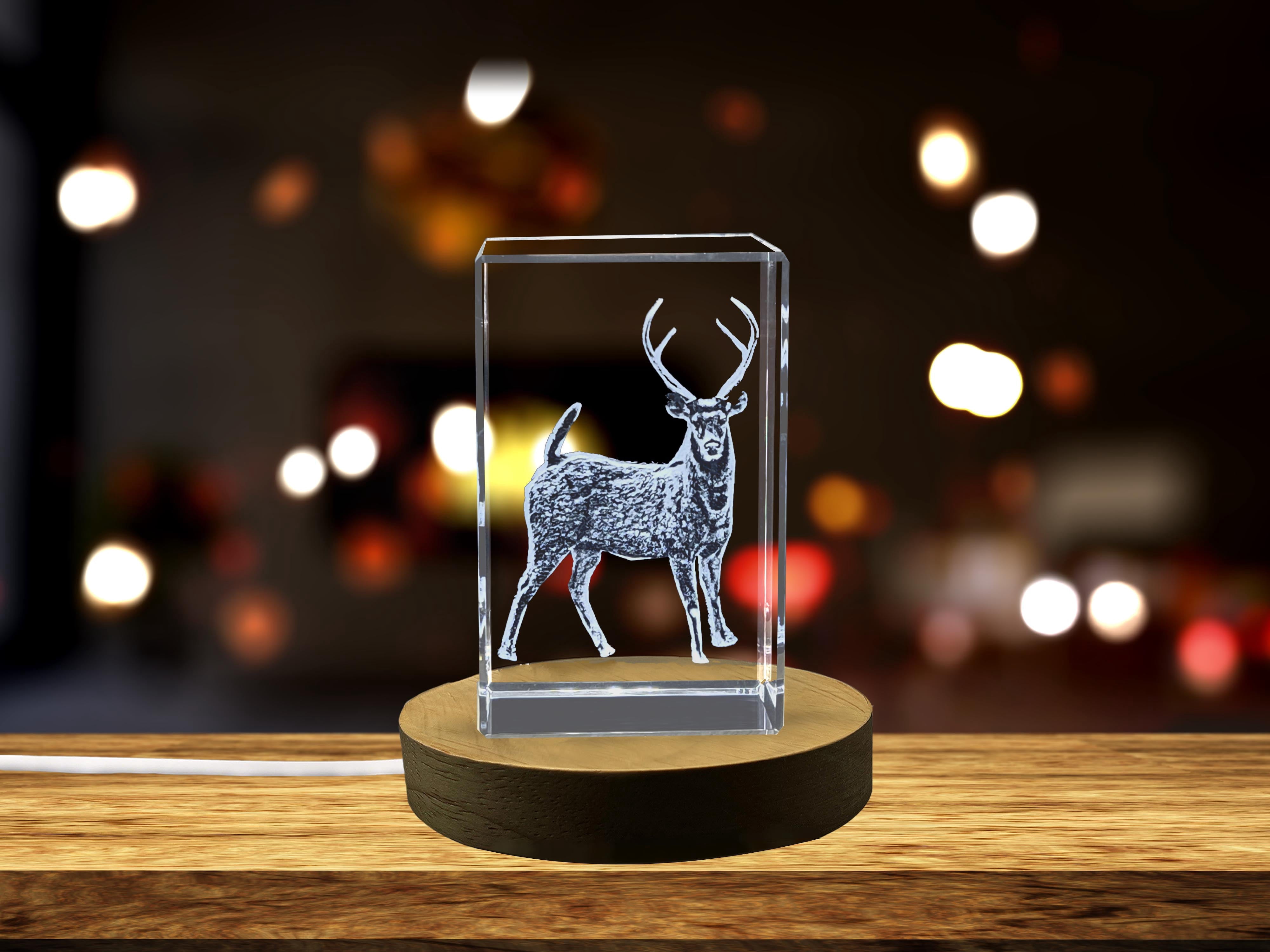 Exquisite Sambar Deer Engraved Crystal Sculpture - A Unique Gift for ...