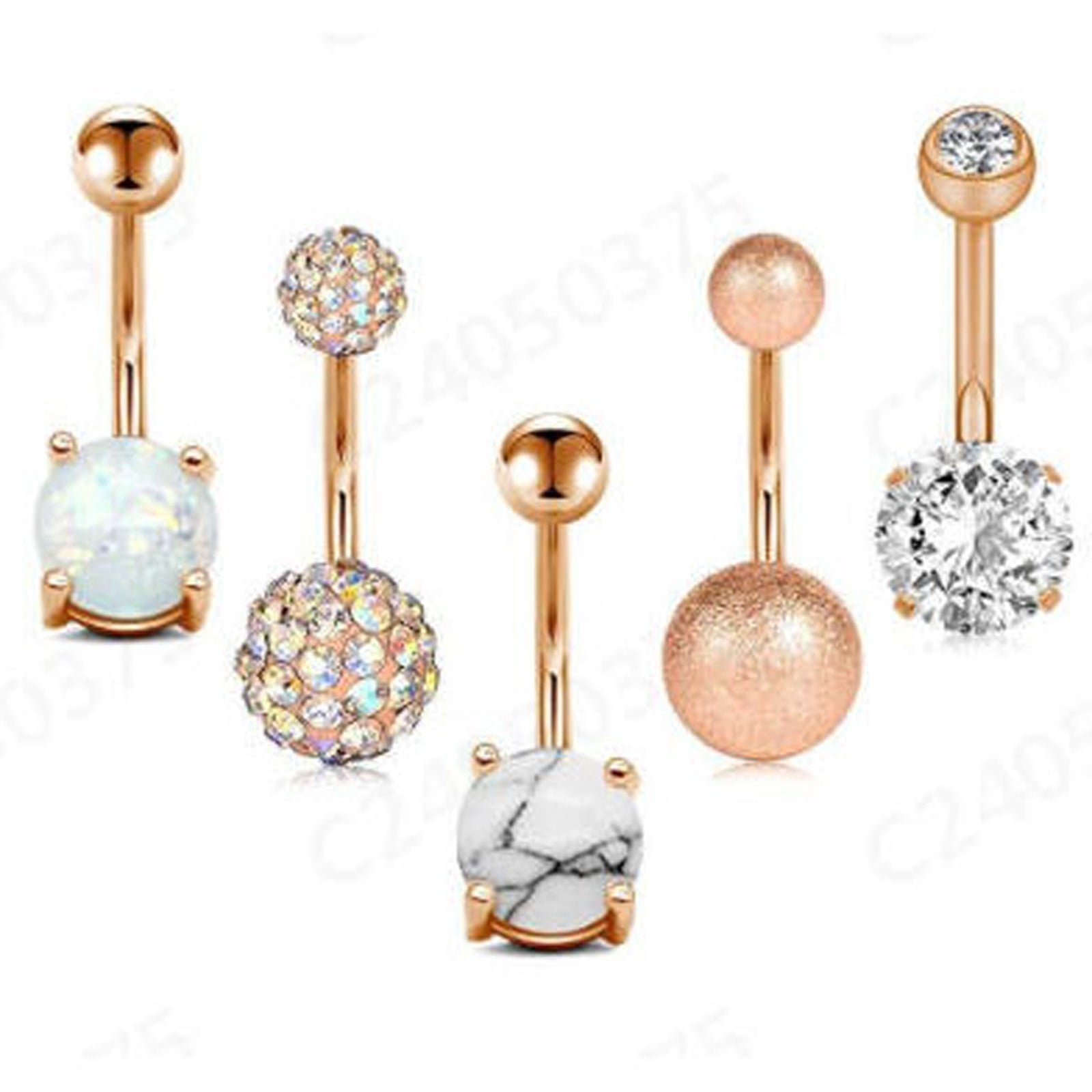 Exquisite Short Style Auspicious Turquoise Navel Nail Set Combination 5 ...