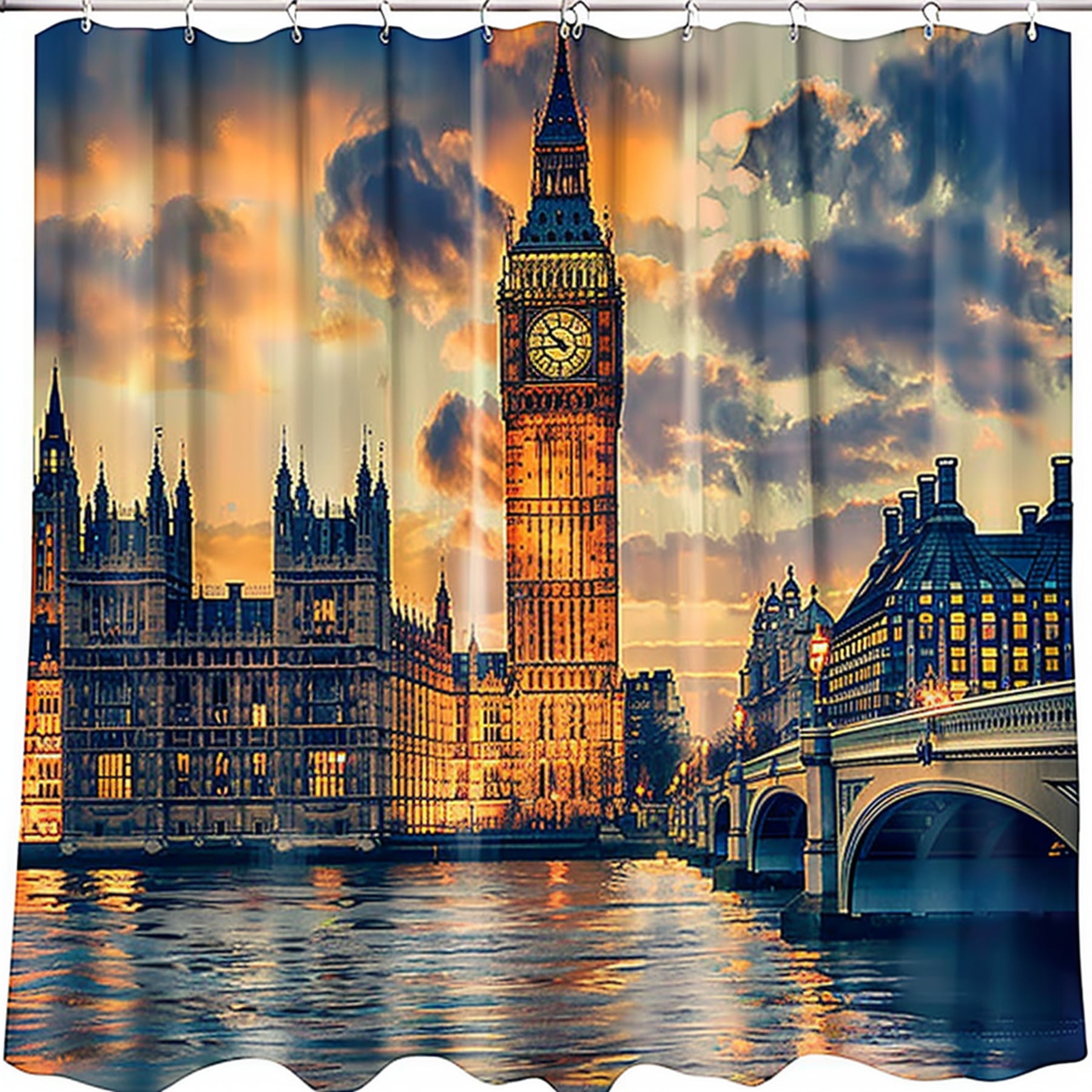 Exquisite Shower Curtain Detailed London Clock Tower Design Stunning ...