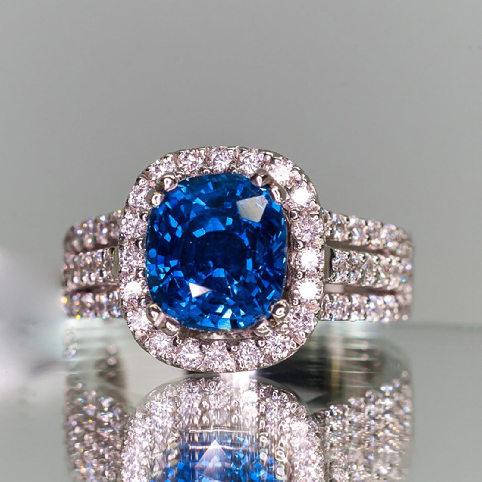 Exquisite Simulated Green Gem Geometric Diamond Ring Full Diamond Ring ...