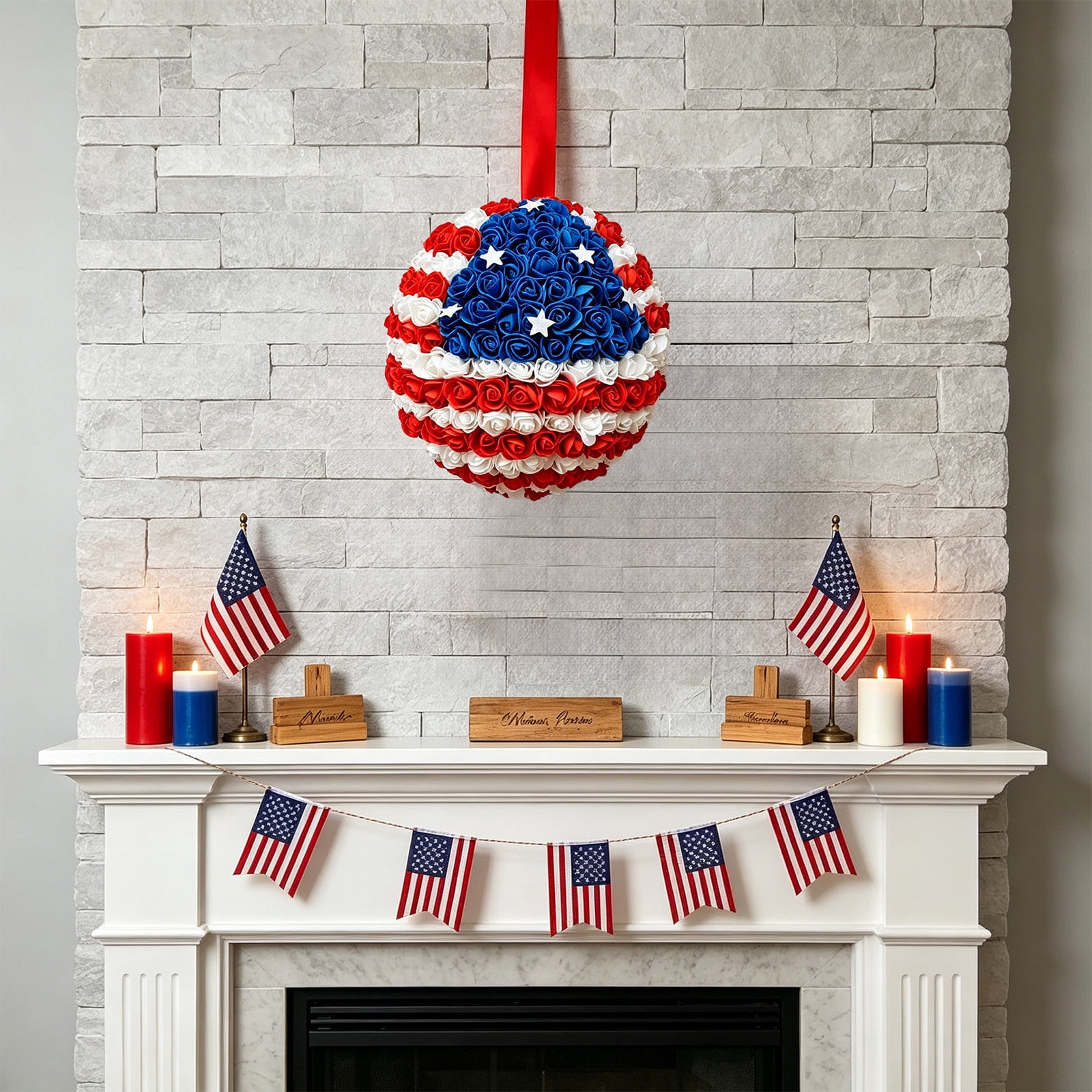Exquisite Simulation Floral Wreath, 4th of July Decorations, Sturdy ...