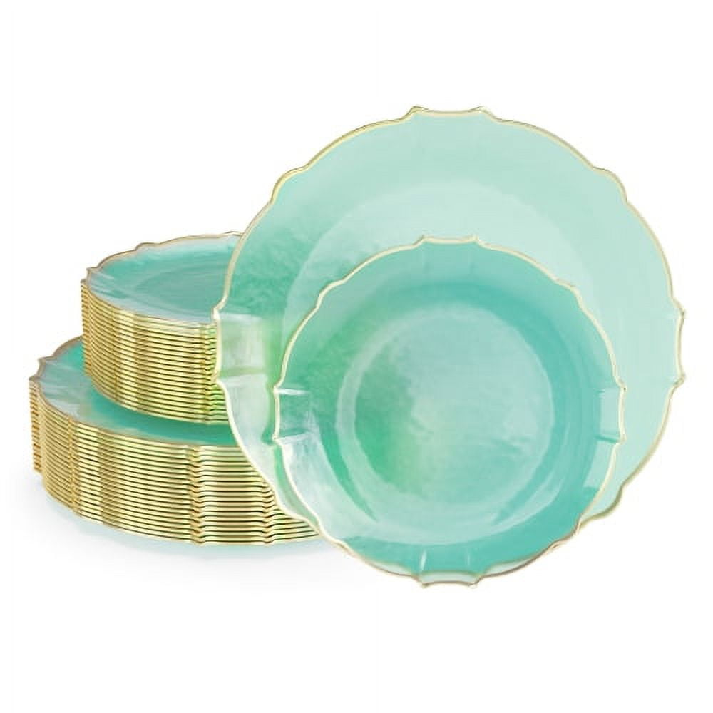 Exquisite Tinted Plates 40-Piece Party Set - 20 Guests - 7.5" and 10 ...
