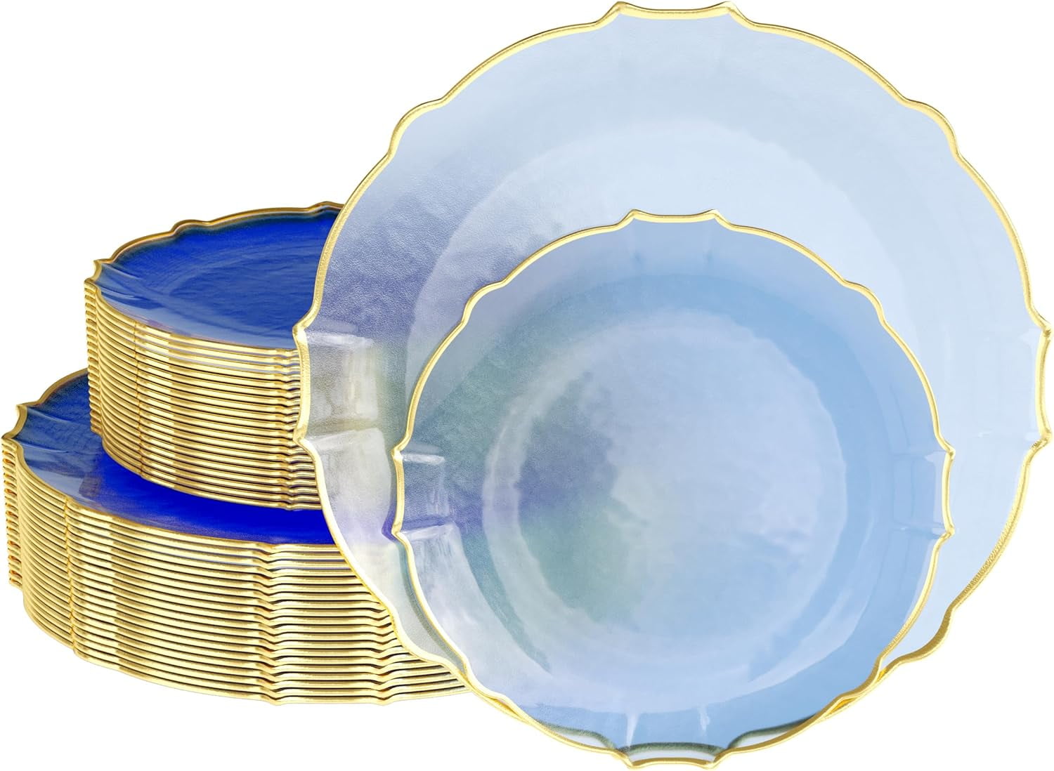 Exquisite Tinted Plates 80 Piece Plastic Disposable Plates for Party ...