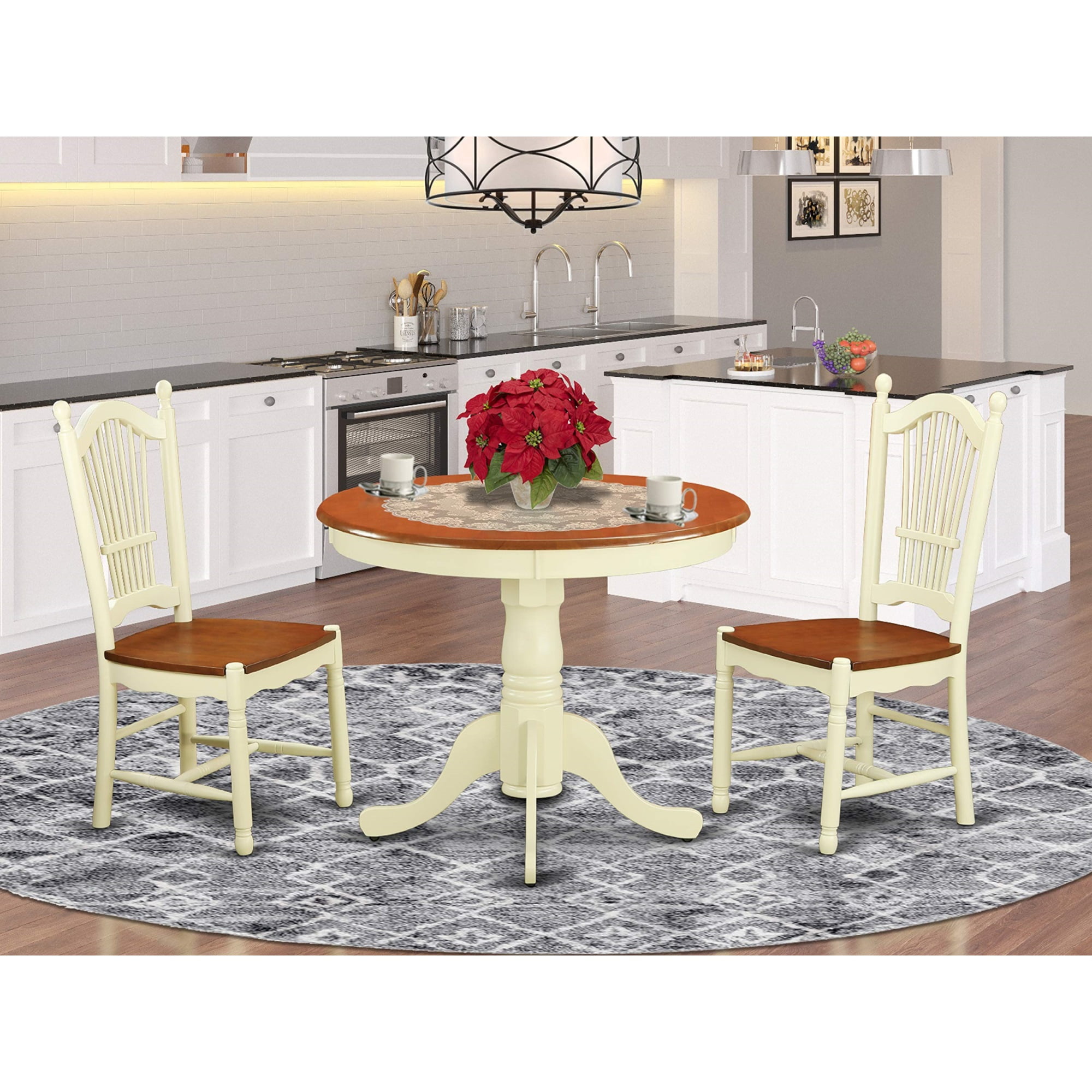 Exquisite Two-Toned Wood Dinette Table - Buttermilk & Cherry Color ...
