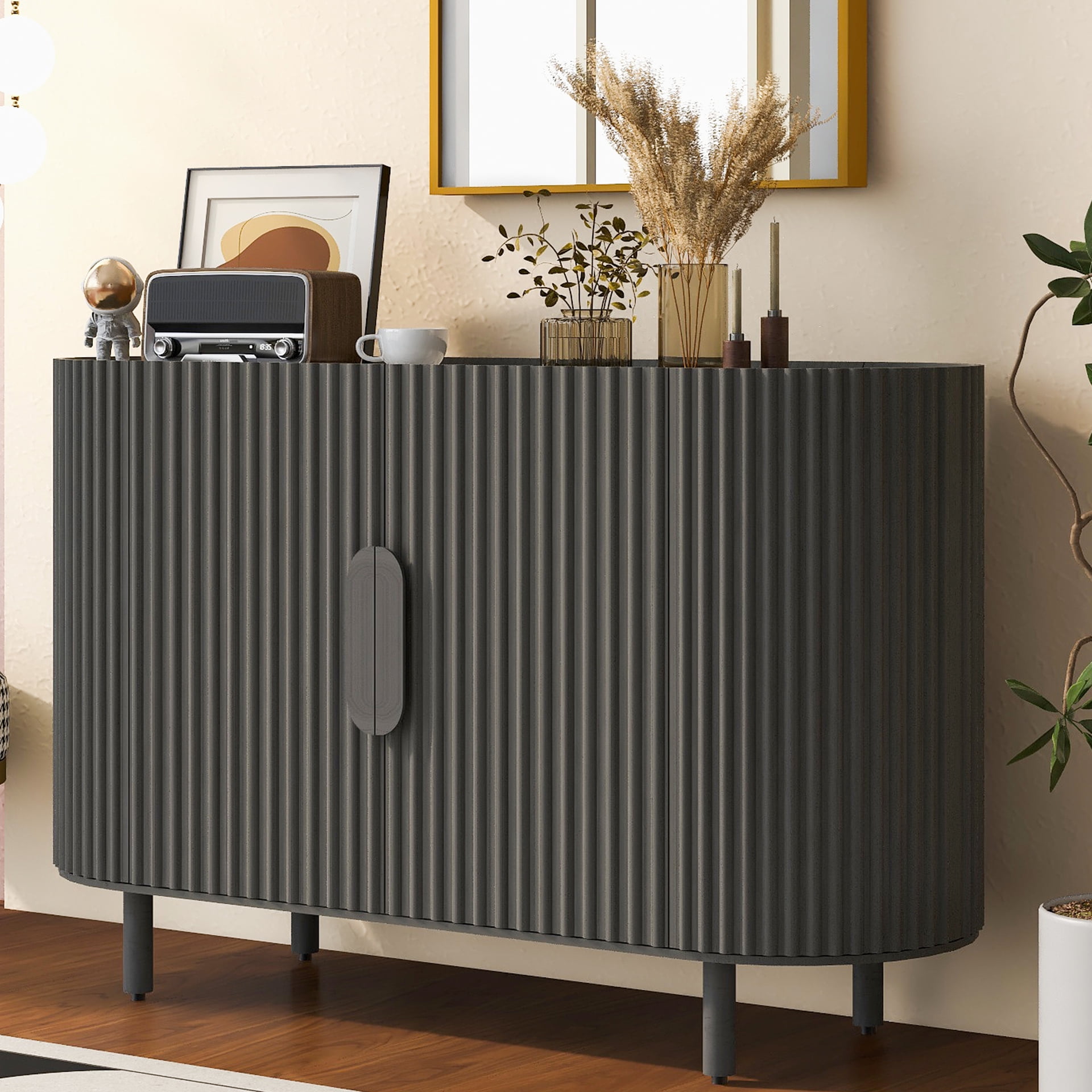 Exquisite U-style Curved Storage Sideboard, Adjustable Shelves For ...