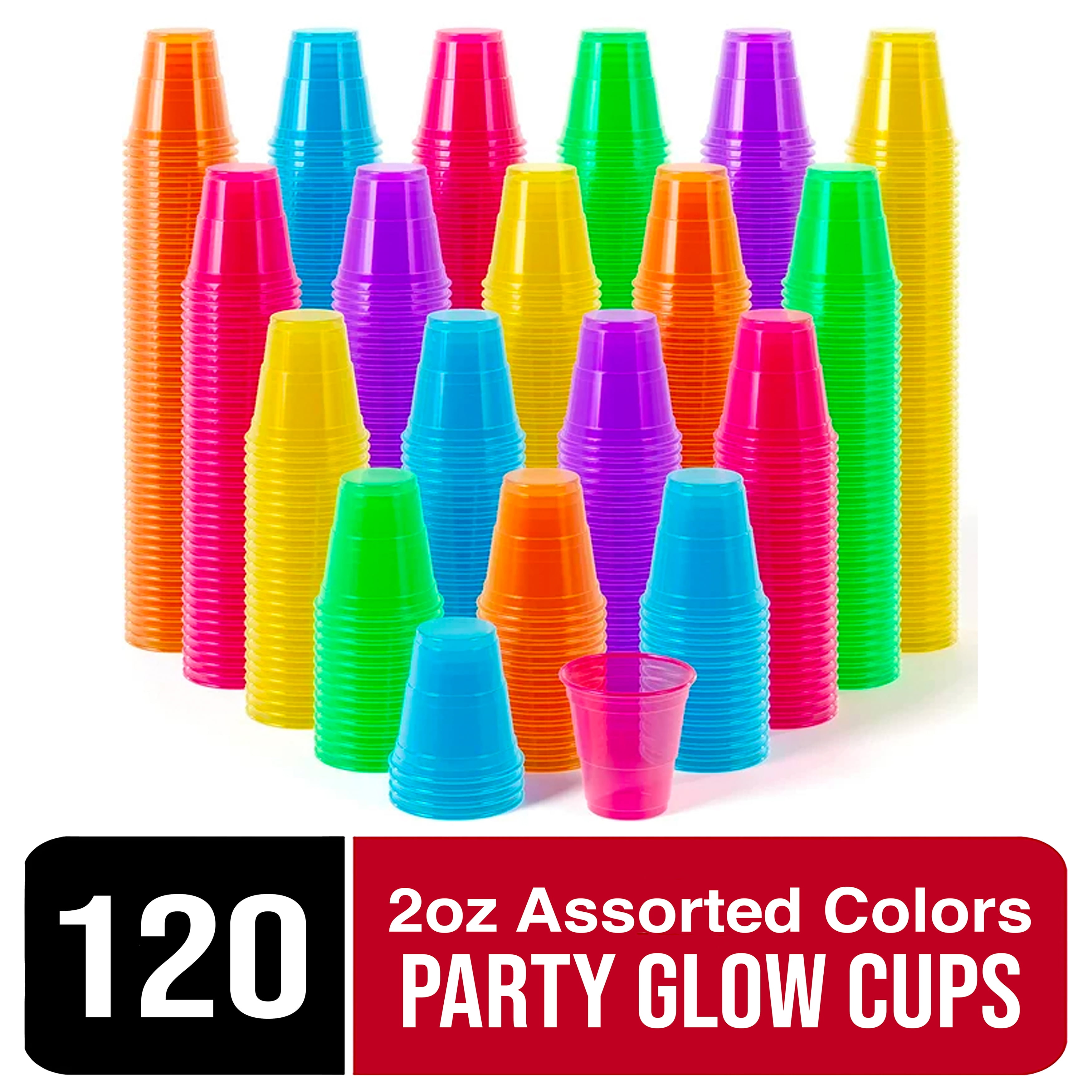 Exquisite Glow Light Plastic Bulk Shots Drink - Vibrant Neon Cups, 120 ...