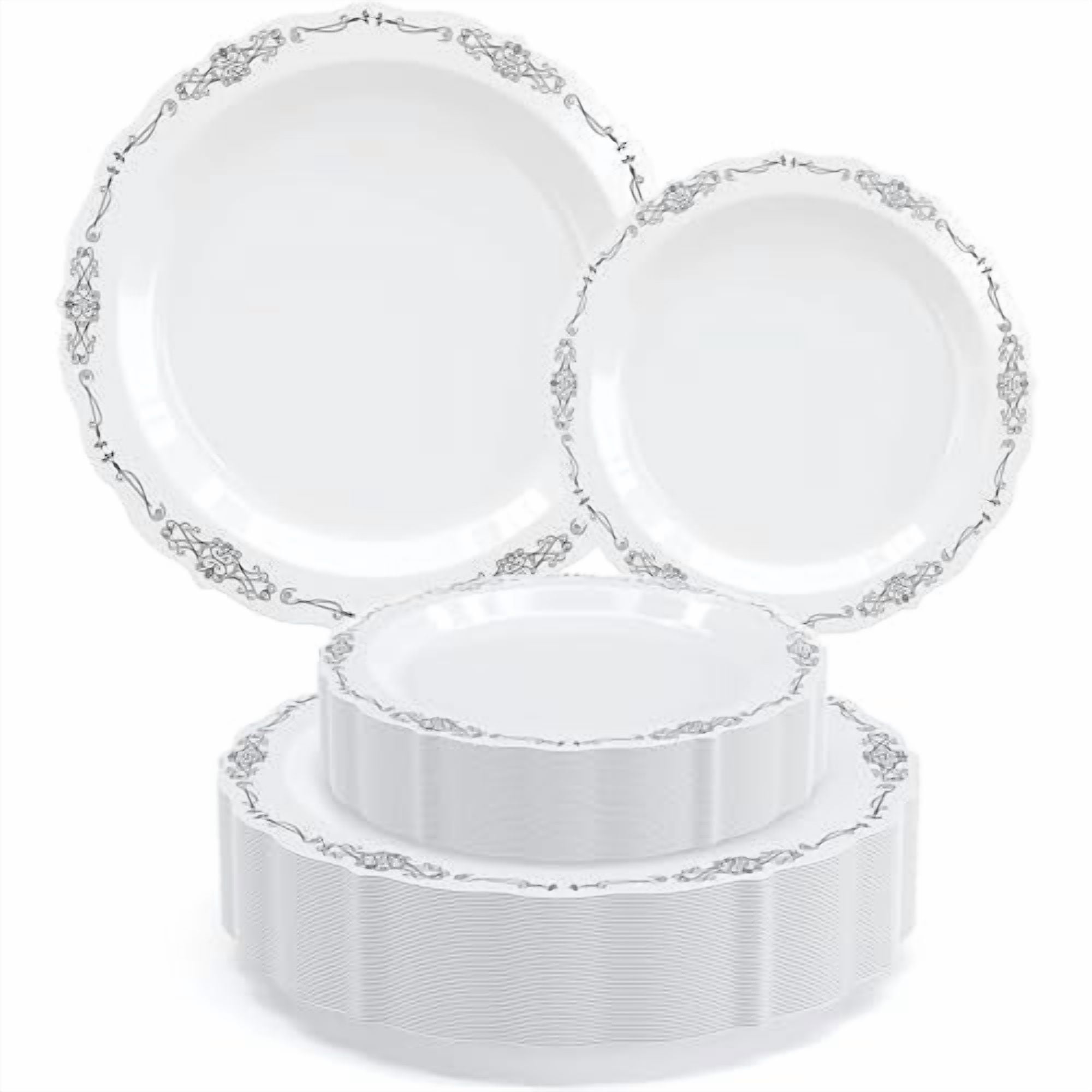 Exquisite Victorian Plastic Plates 80 Piece Plastic Disposable Plates ...