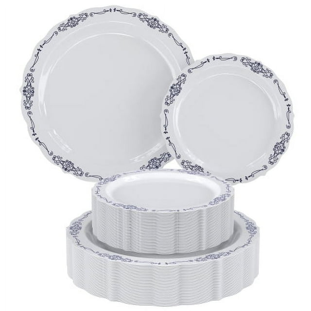 Exquisite Victorian Plastic Plates 80 Piece Plastic Disposable Plates ...