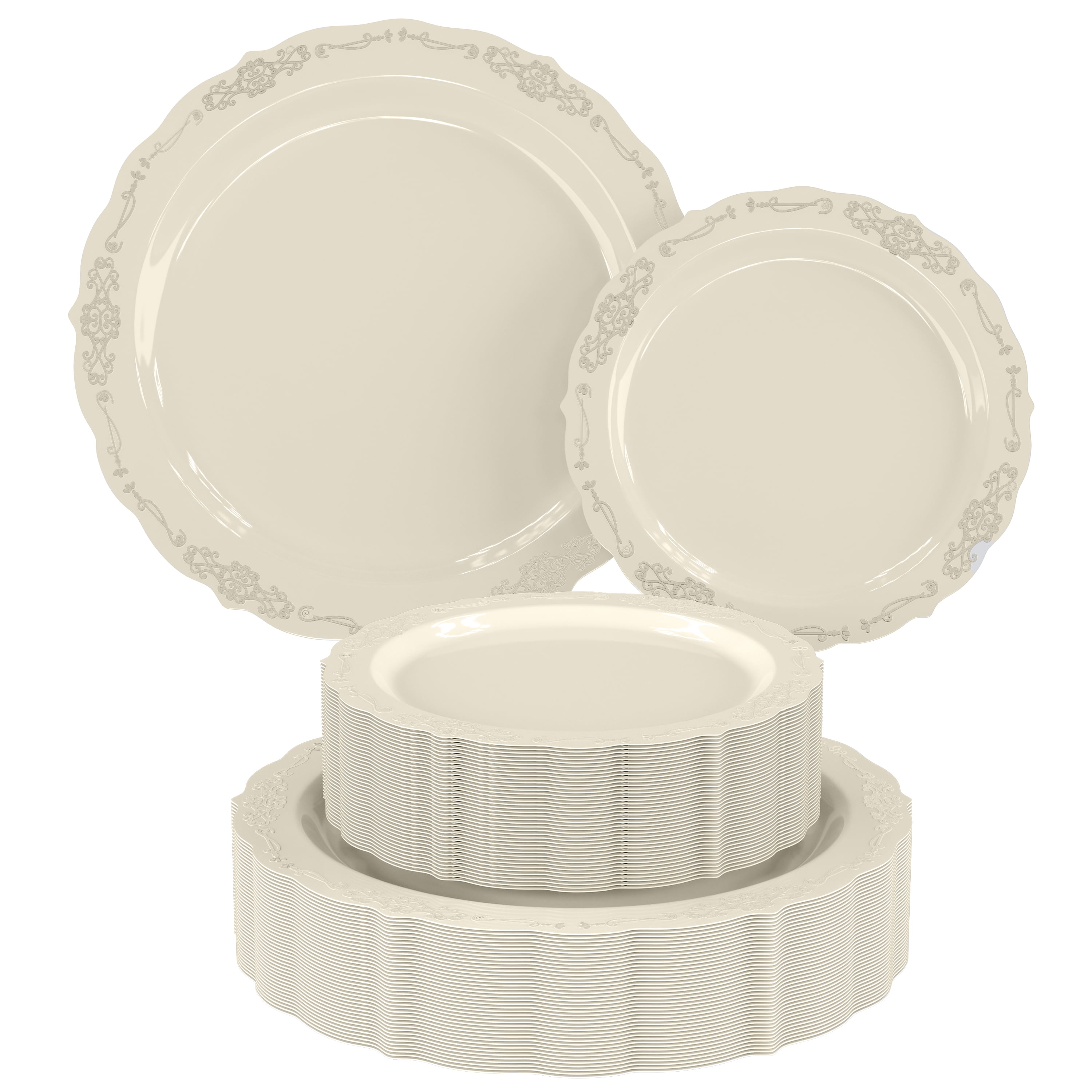 Exquisite Victorian Plastic Plates 80 Piece Plastic Disposable Plates ...