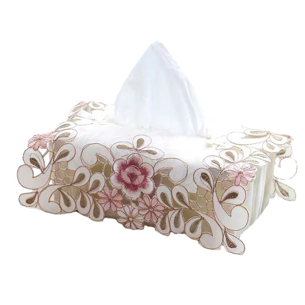 Exquisite Vintage Lace Fabric Tissue Box Cover Embroidered Tissue Box ...