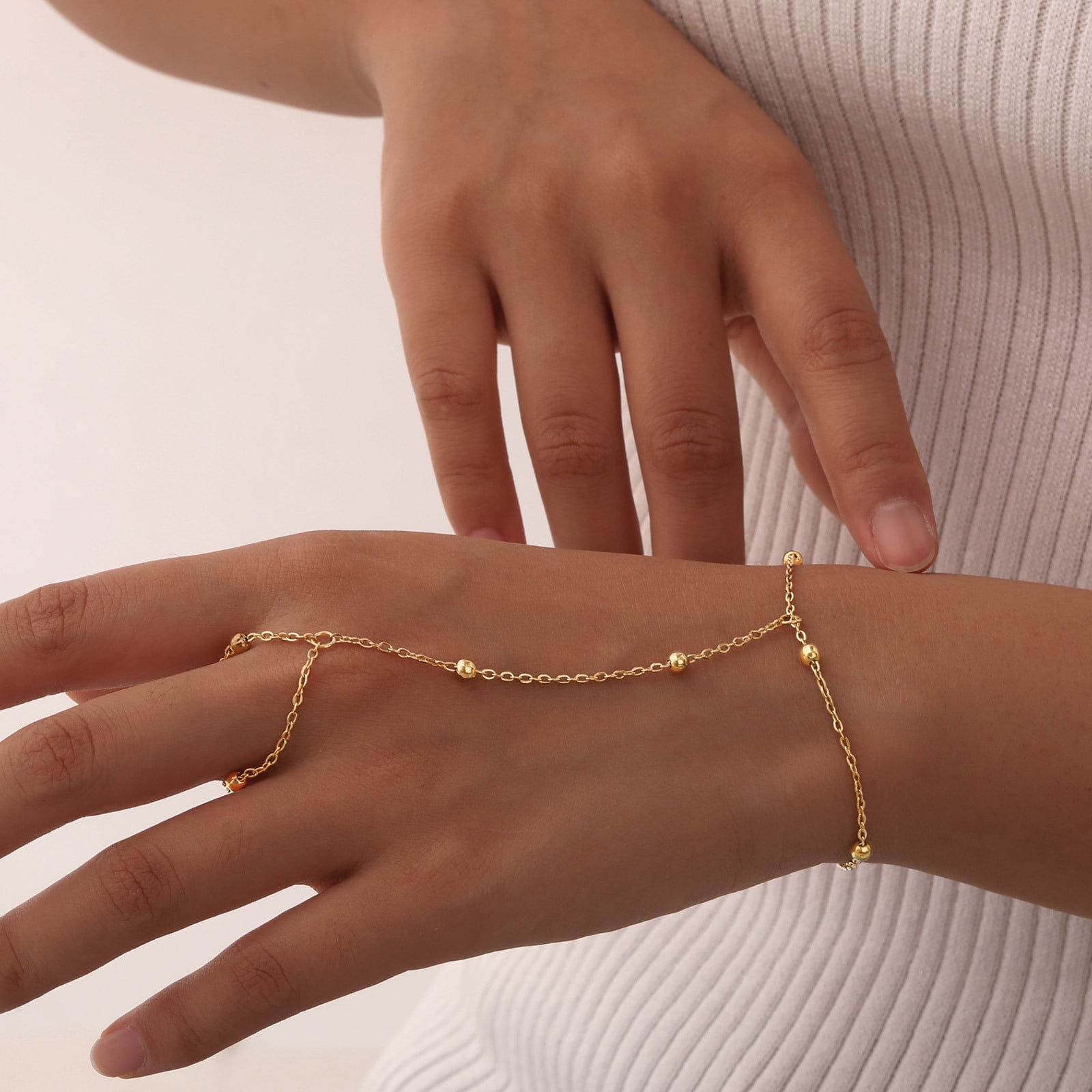 Exquisite Vintage Wrist Bracelet for Women Finger Ring Chain Charms ...