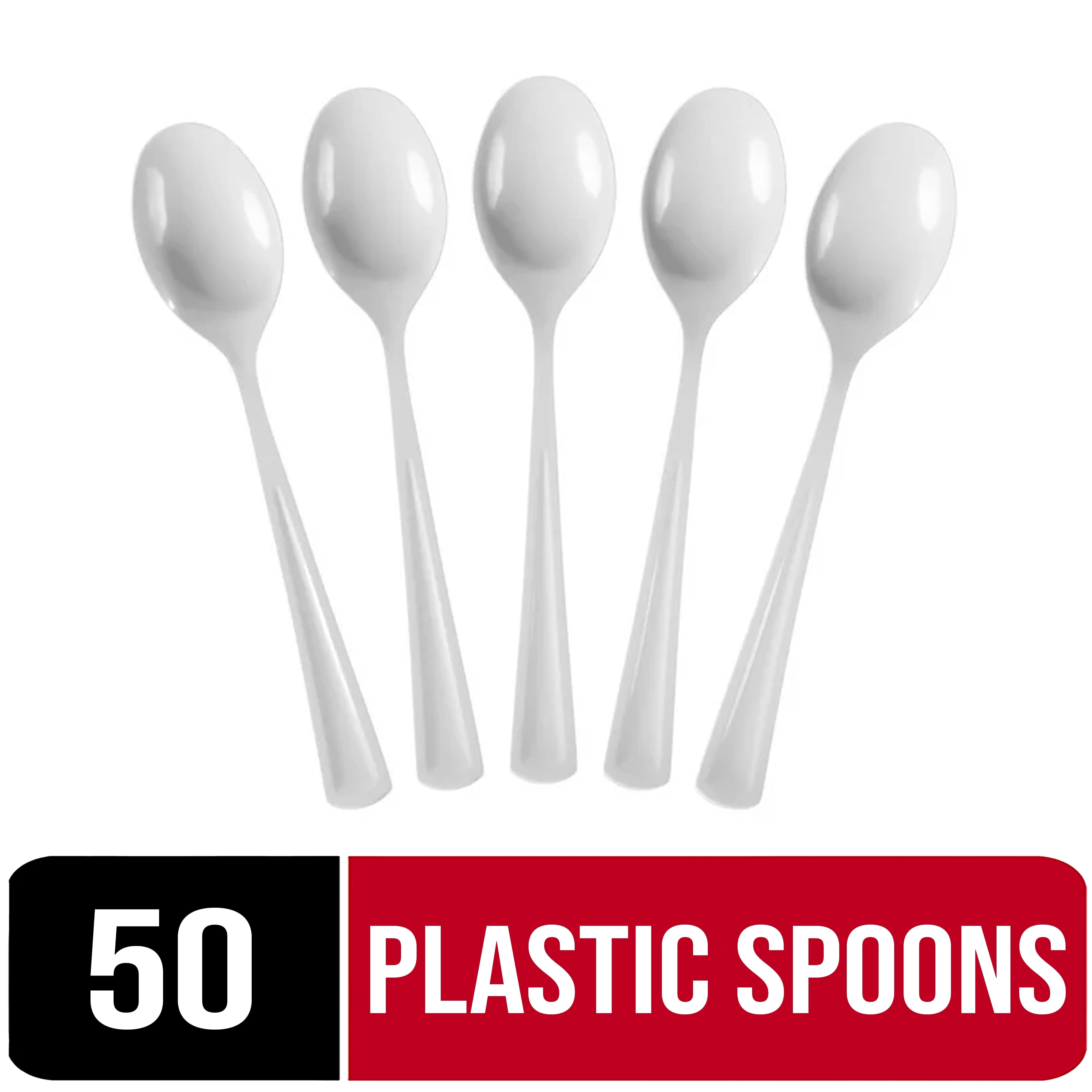 Exquisite White Disposable Spoons - White Plastic Spoons - 50 Count ...