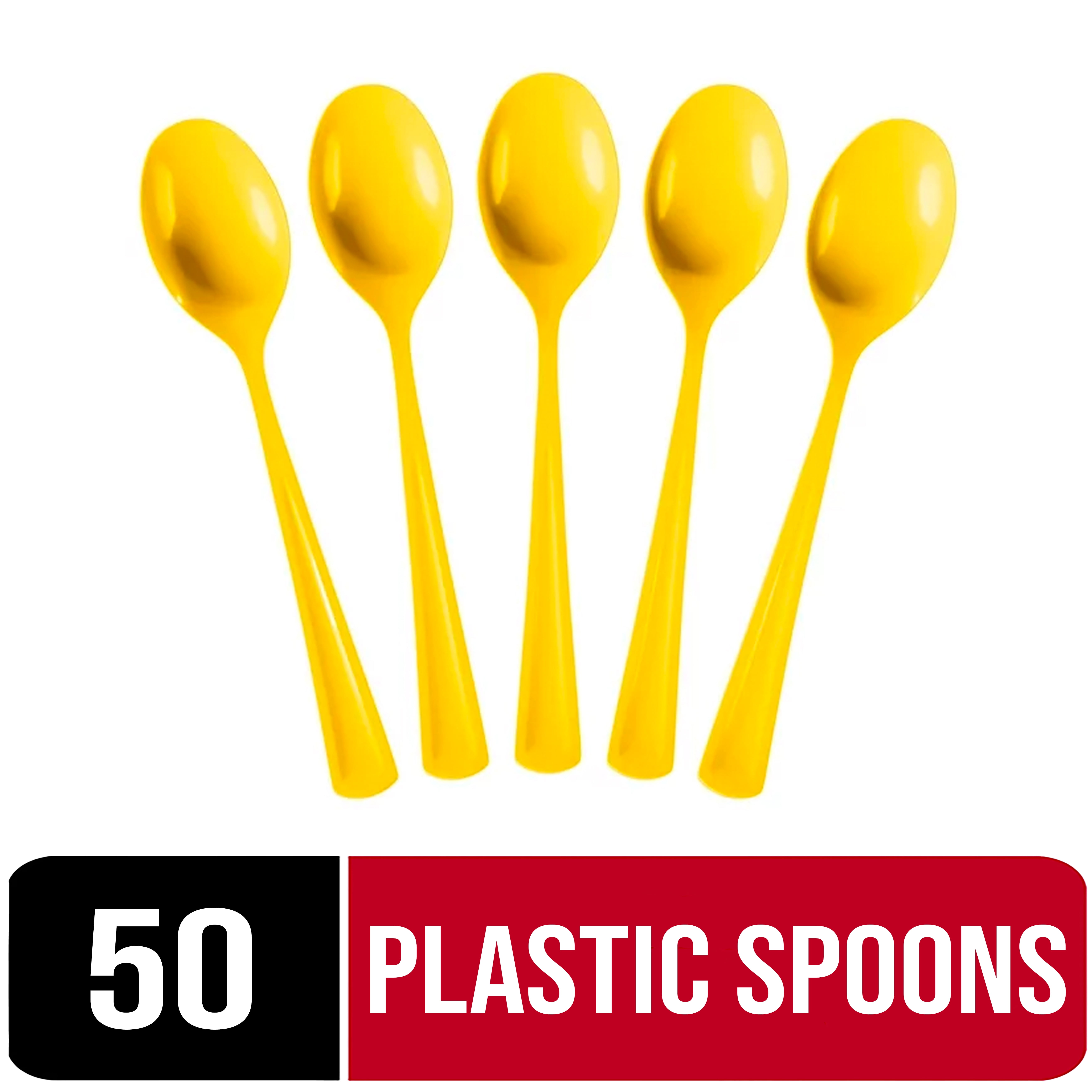Exquisite Yellow Disposable Spoons - Yellow Plastic Spoons - 50 Count ...