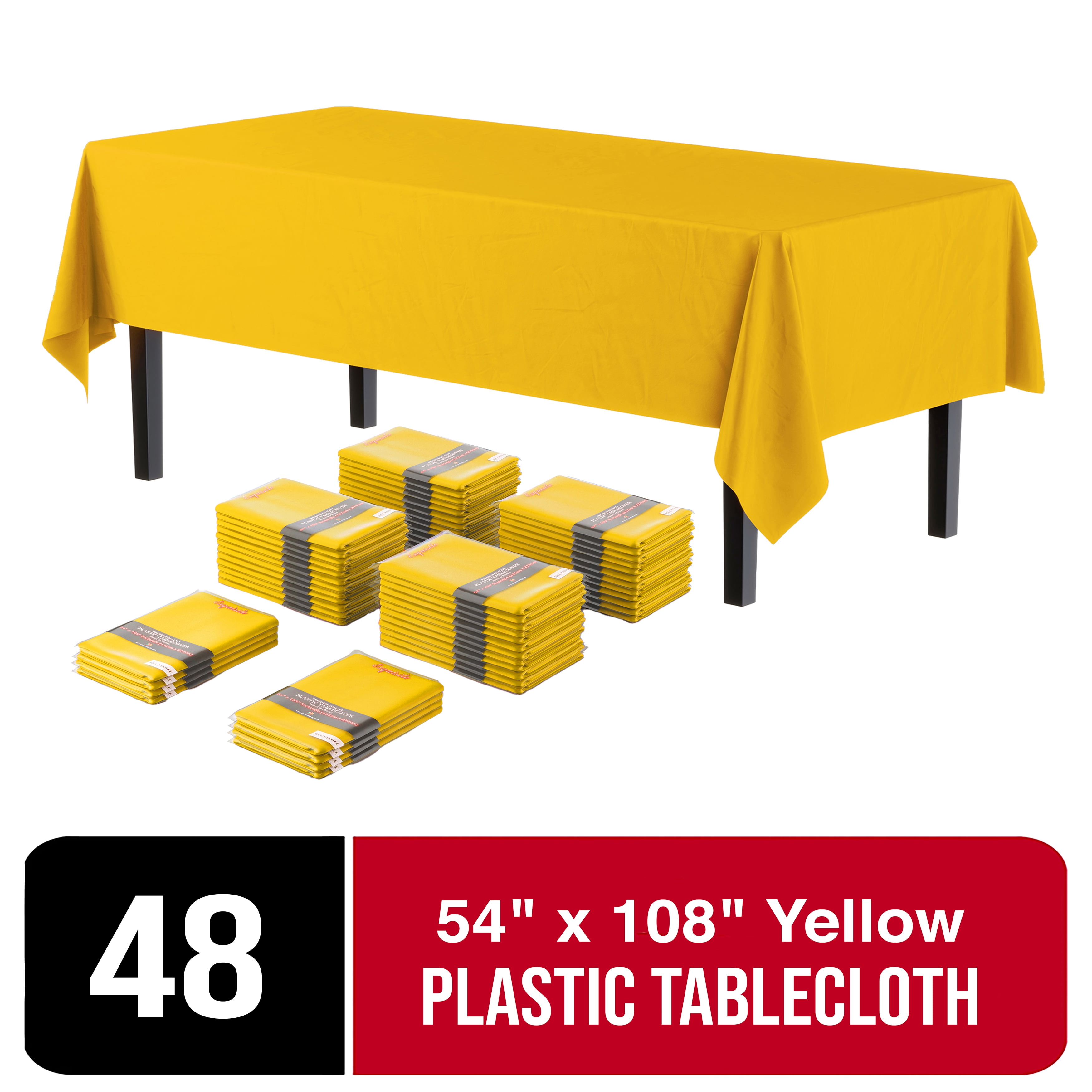 Exquisite Yellow Disposable Tablecloths - Rectangle Plastic Tablecovers ...
