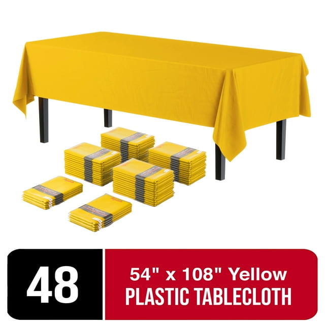 Exquisite Yellow Disposable Tablecloths - Rectangle Plastic Tablecovers ...