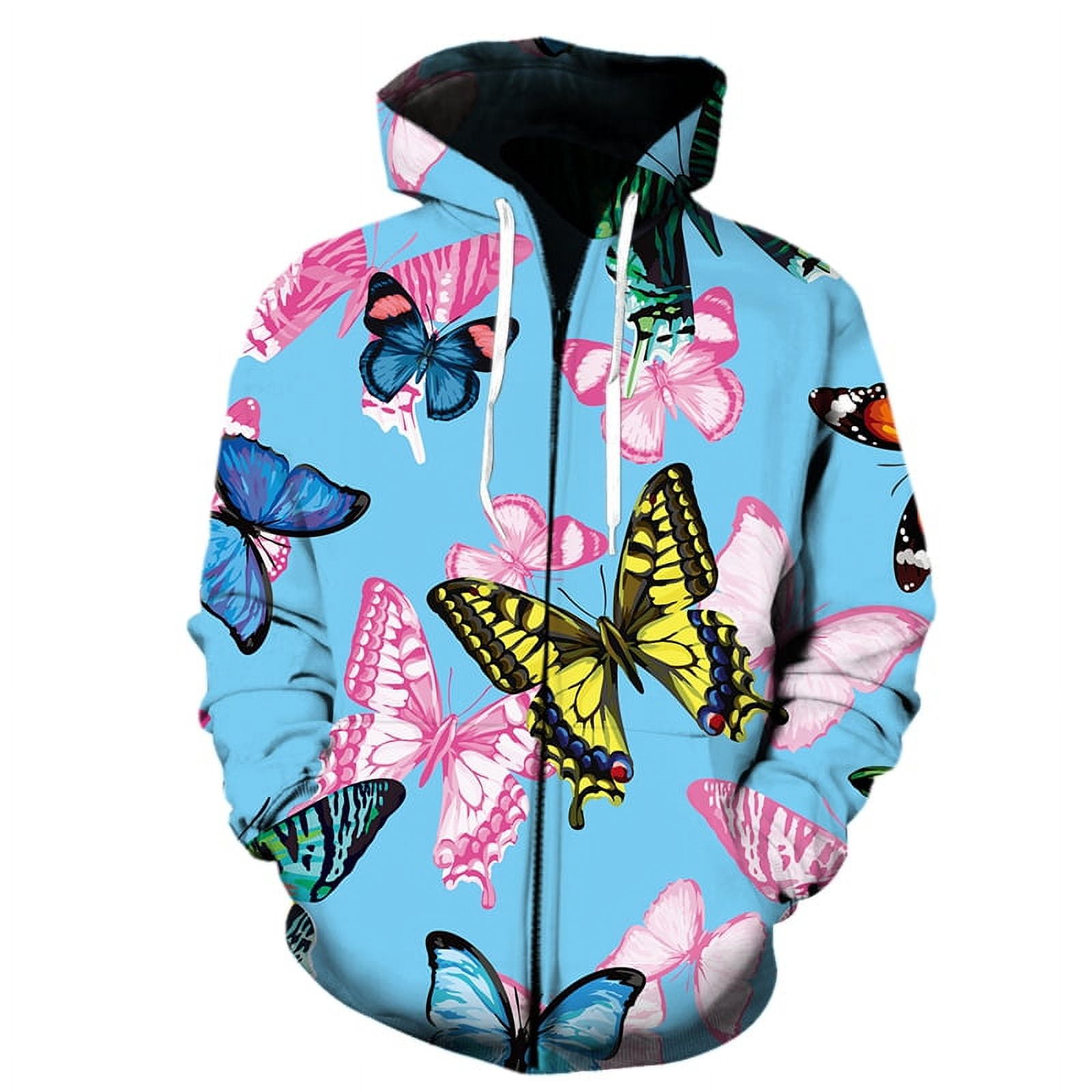 Exquisite cartoon butterfly pattern Zipper Hoodies Men Women Children ...