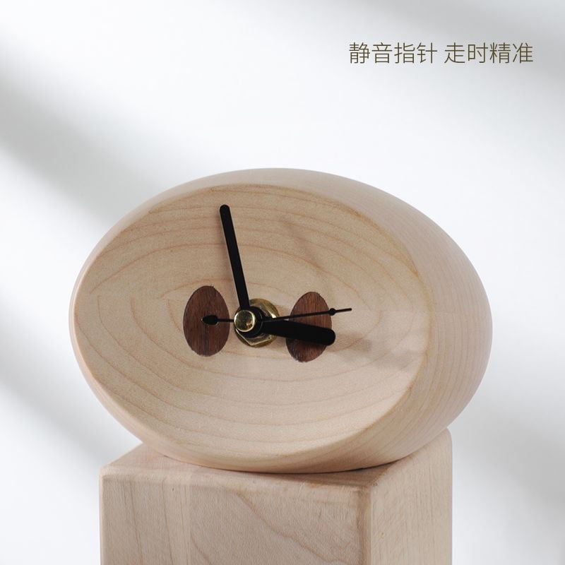 Exquisite hand-made solid wood desktop clock small clock simple wood ...