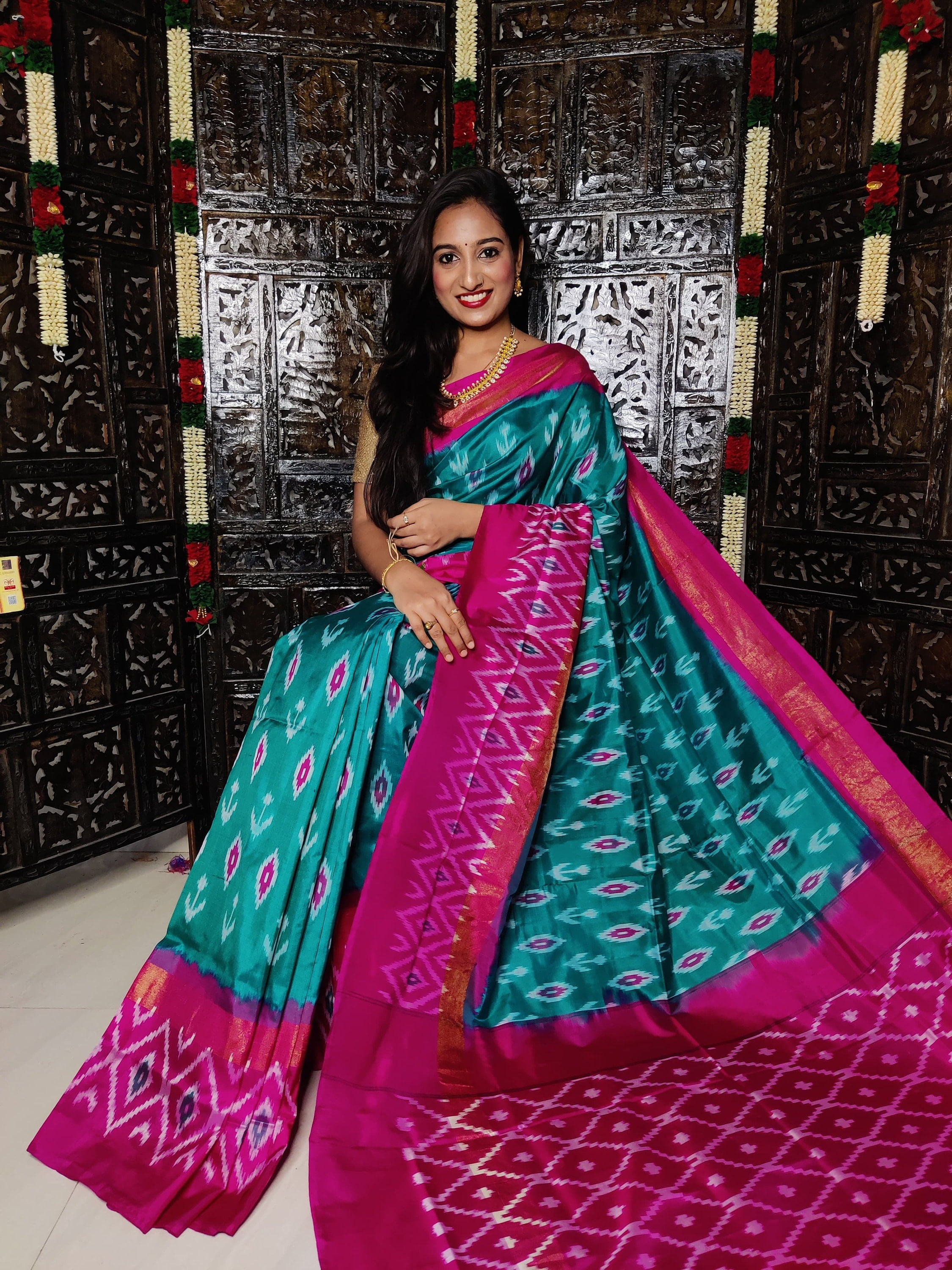 Exquisite handcrafted Odisha Sambalpuri pure ikat silk fastival wear ...
