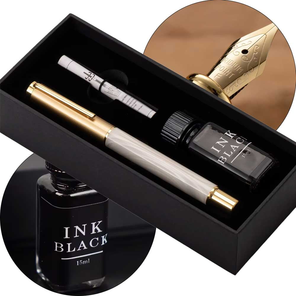 Exquisite resin fountain pen set with medium nib - includes 15 ml ink ...
