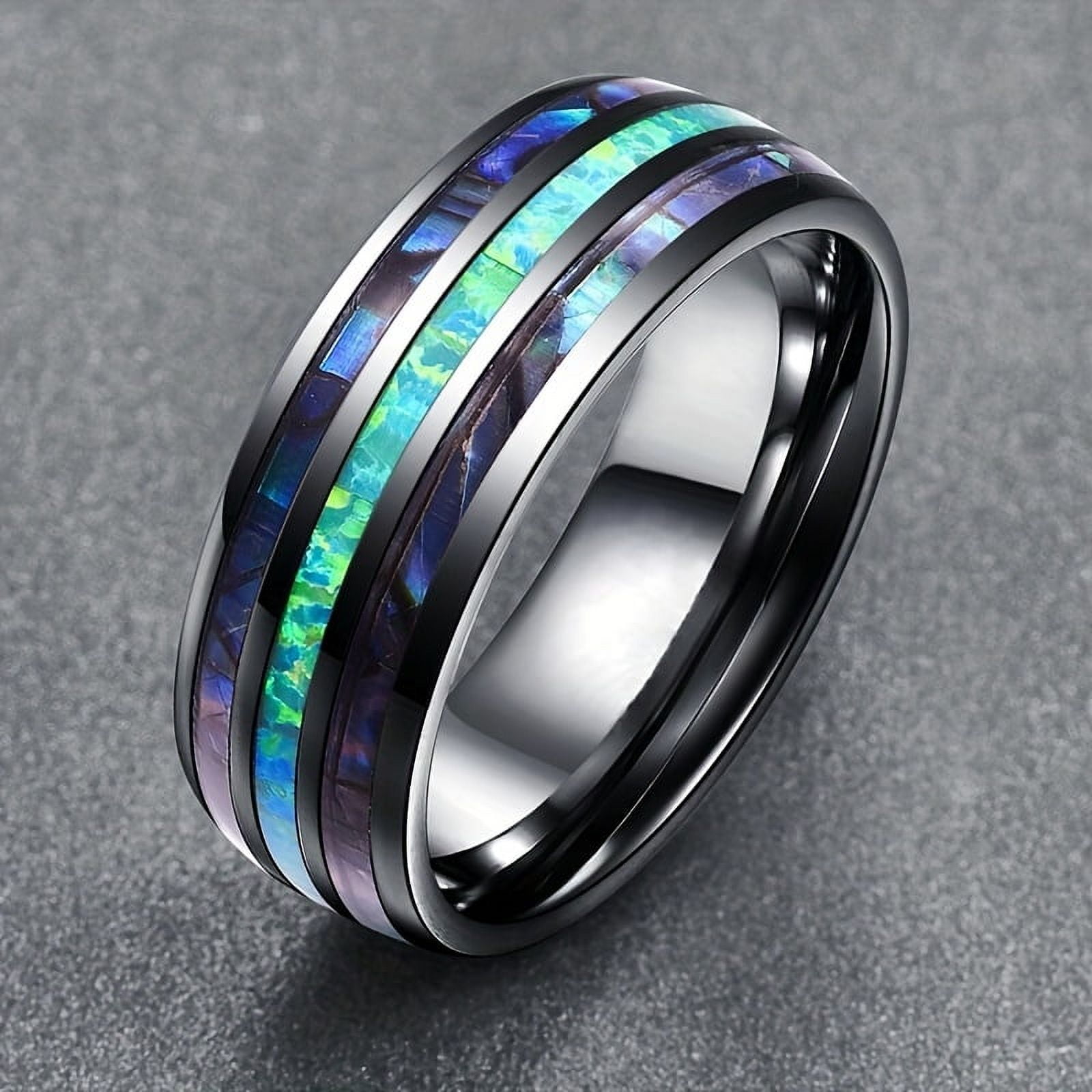 Exquisite stainless steel minimalist ring, black or silver, unisex ...