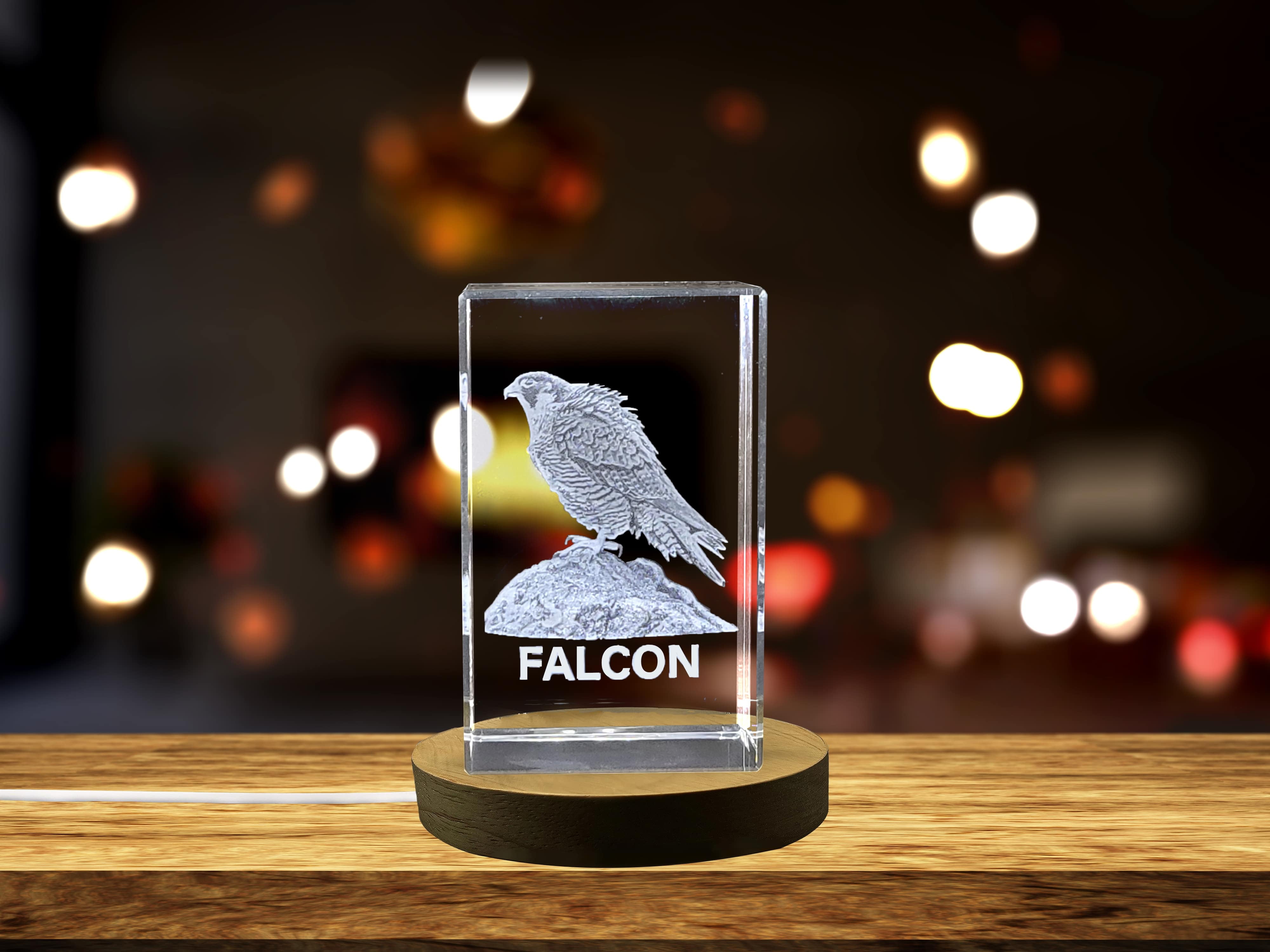 Exquisitely Crafted Crystal Falcon Sculpture | Unique Engraved Home ...