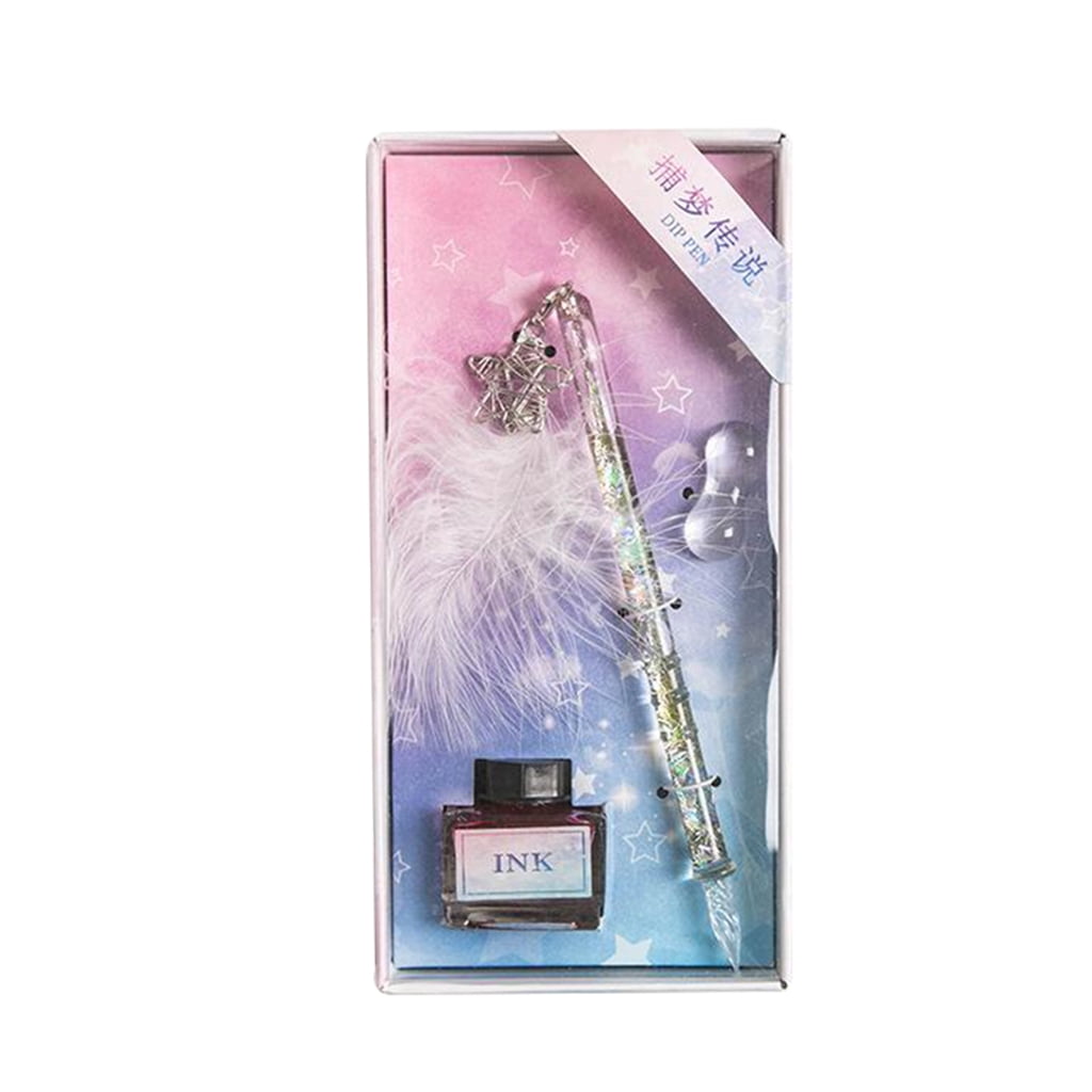 Exquiste Dip Pen Kit Ink Pen Glass Dip Pen with Ink Bottle/Pen Holder ...