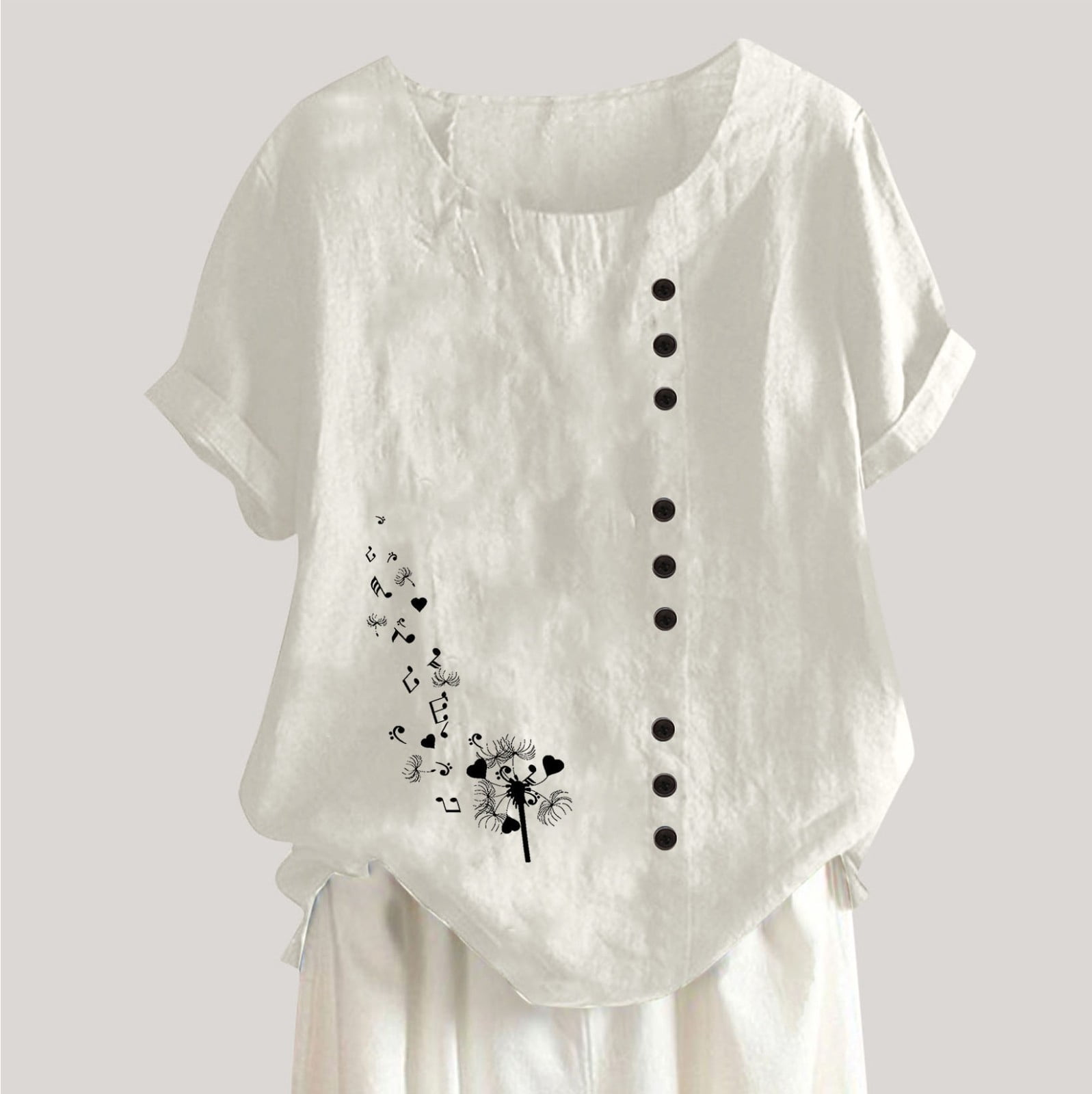 Sevevn Womens Fashion Women's Summer Casual Short Sleeve Printing Loose ...