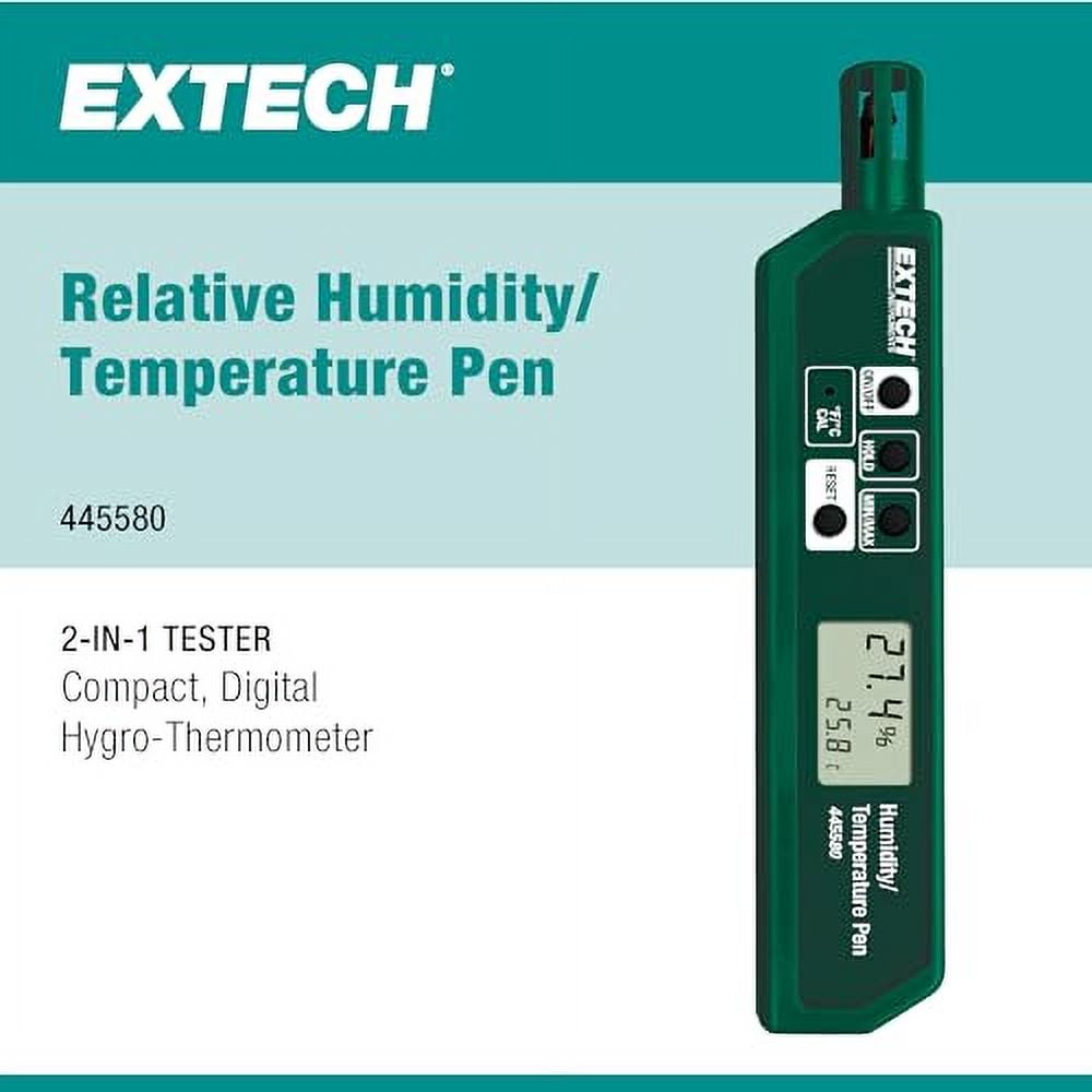 Extech 445580 Humidity and Temperature Pen Sized Meter with Pocket Clip ...