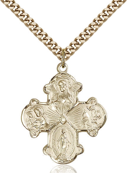 Extel Large 14kt Gold Filled Traditional Catholic 4-Way Cross Cruciform ...